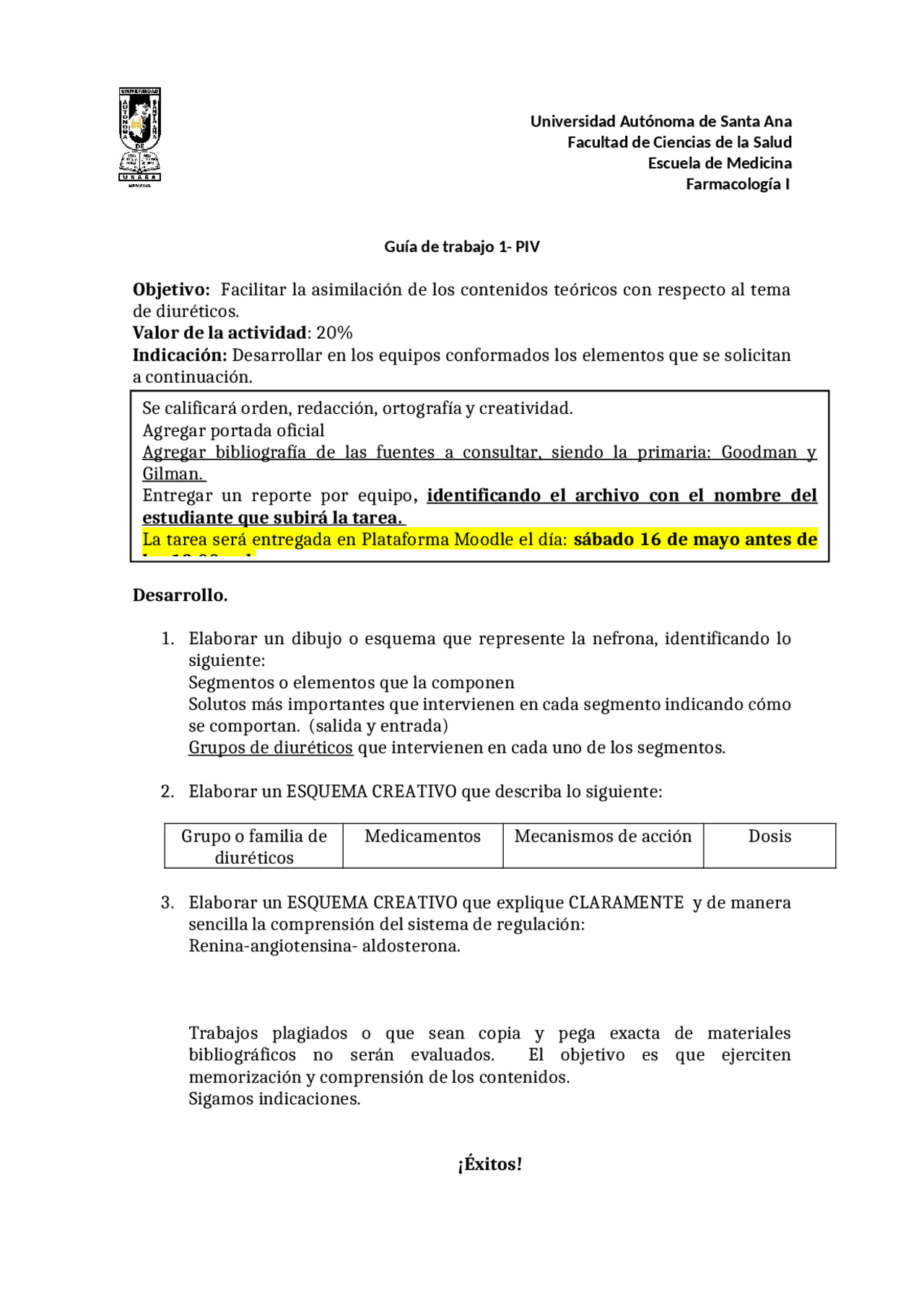 Guía De Ejercicios De Farmacología Docsity