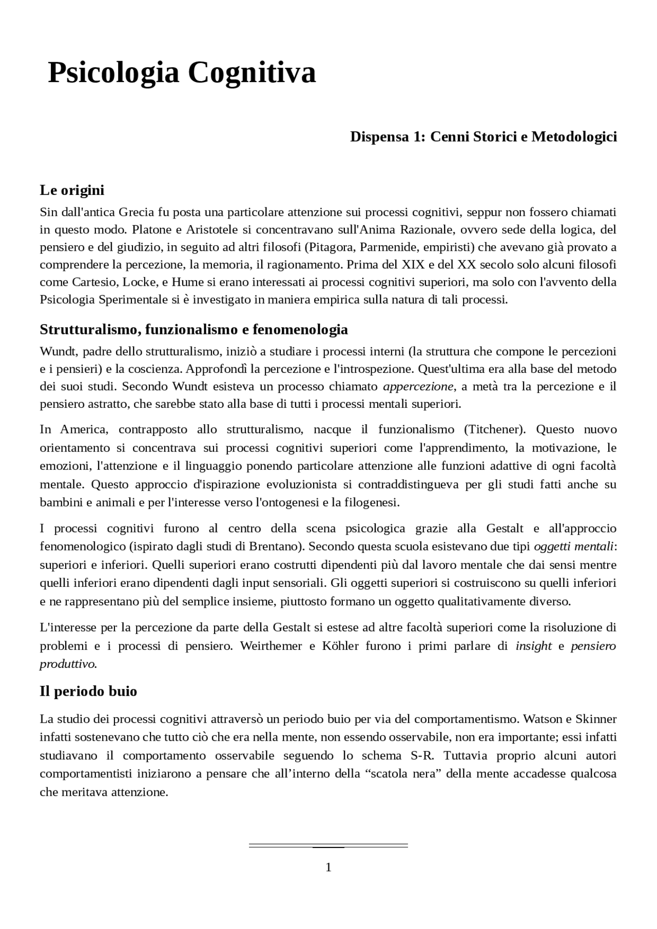 Riassunto Dispensa Psicologia Cognitiva Docsity