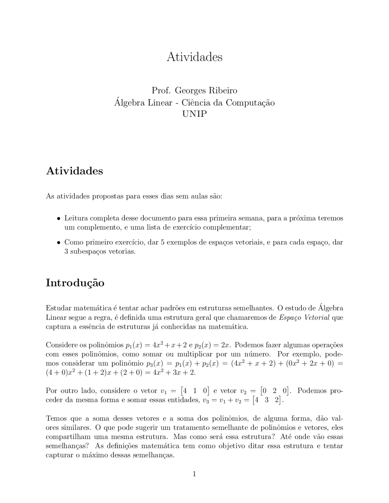 Álgebra Linear Exercicios Docsity