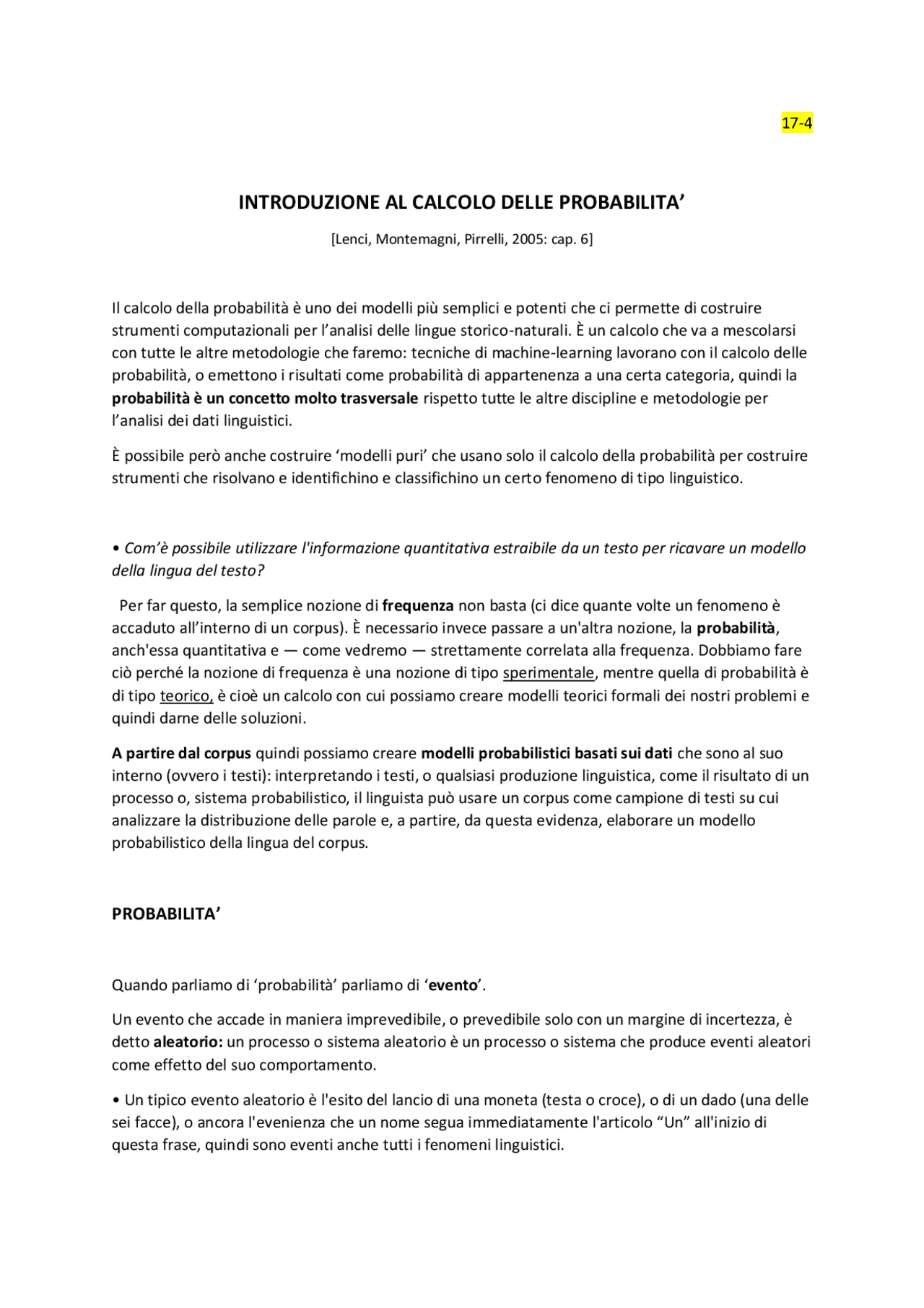 Linguistica Computazionale Tamburini Appunti 2019 2020 Docsity