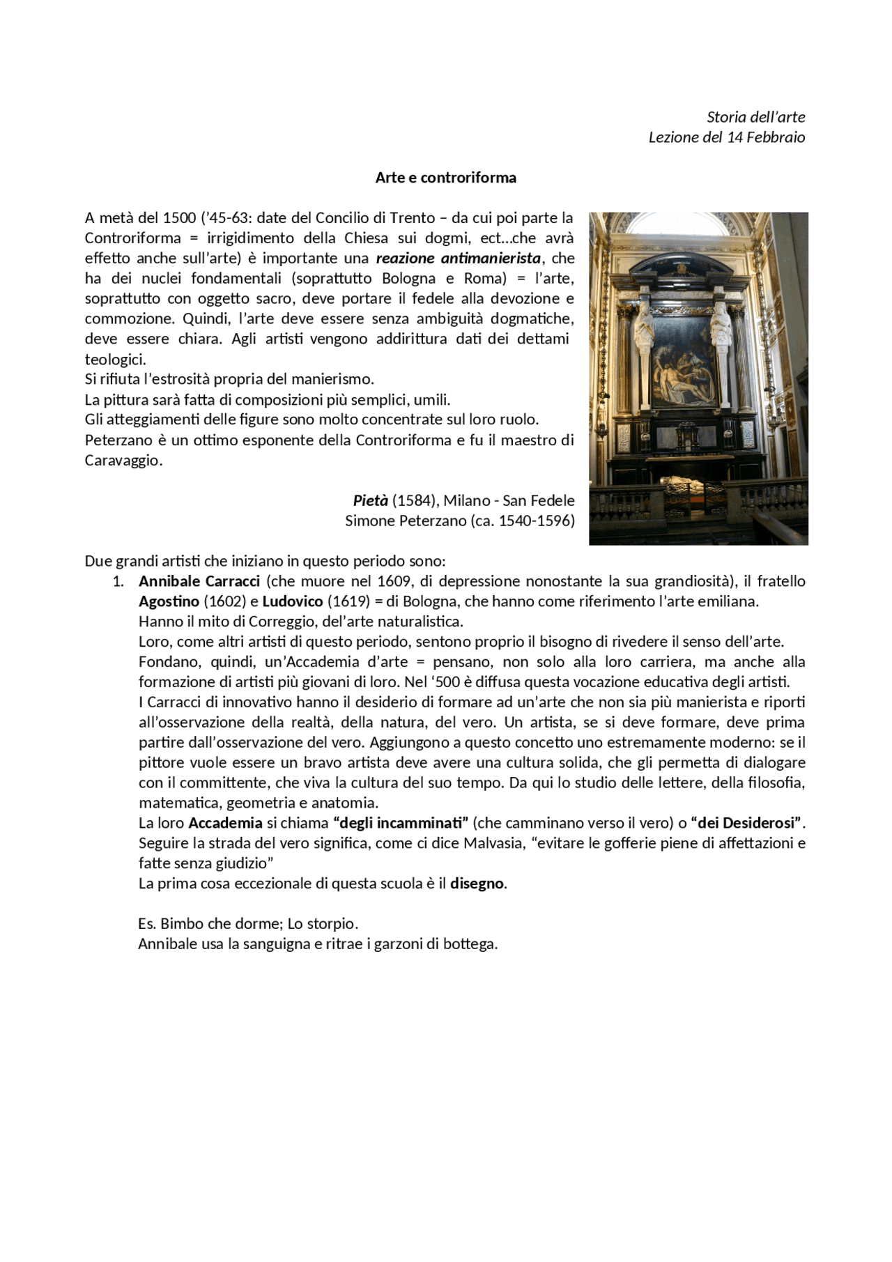 Arte E Controriforma Docsity