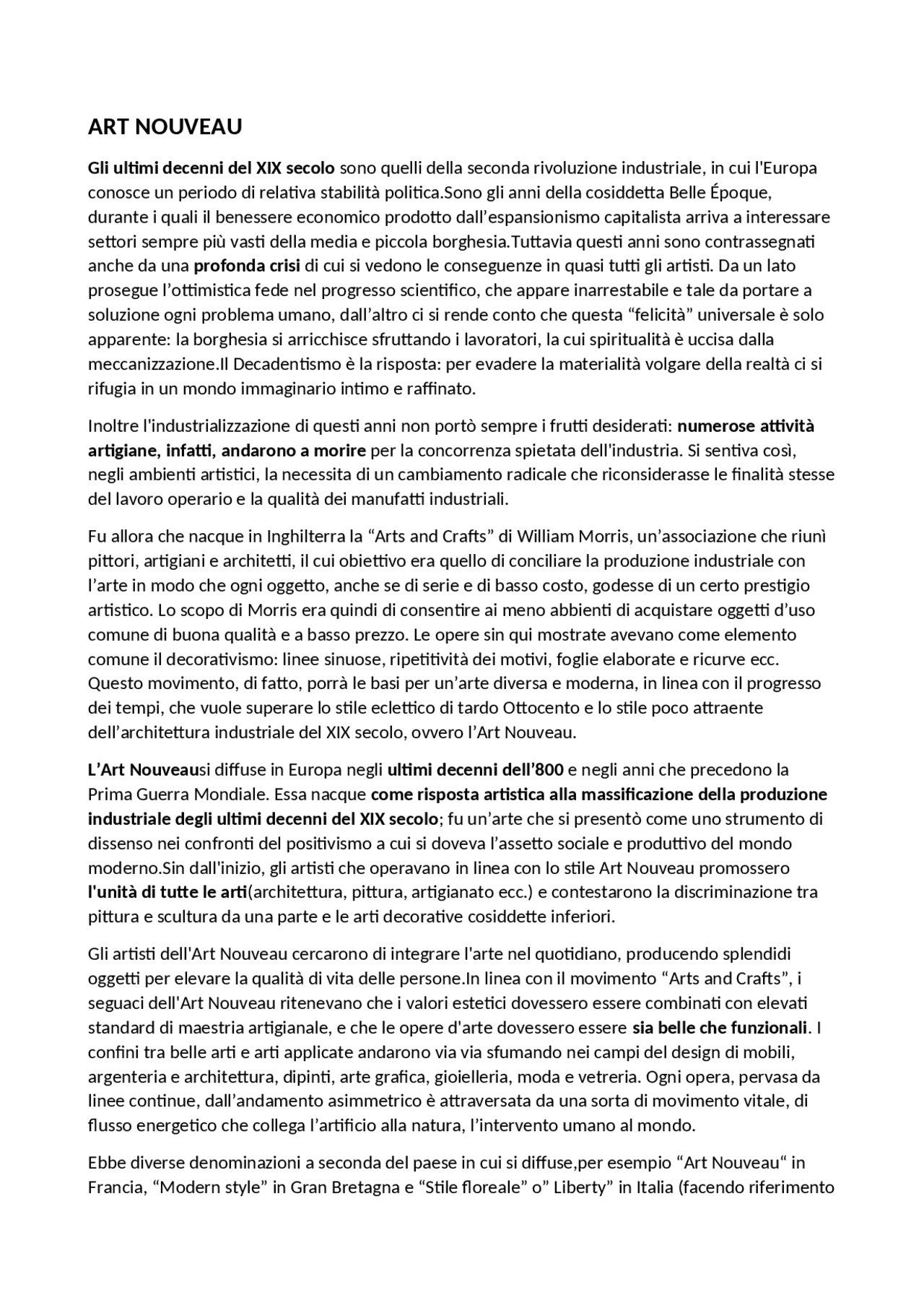 Lart Nouveau E La Secessione Viennese Docsity