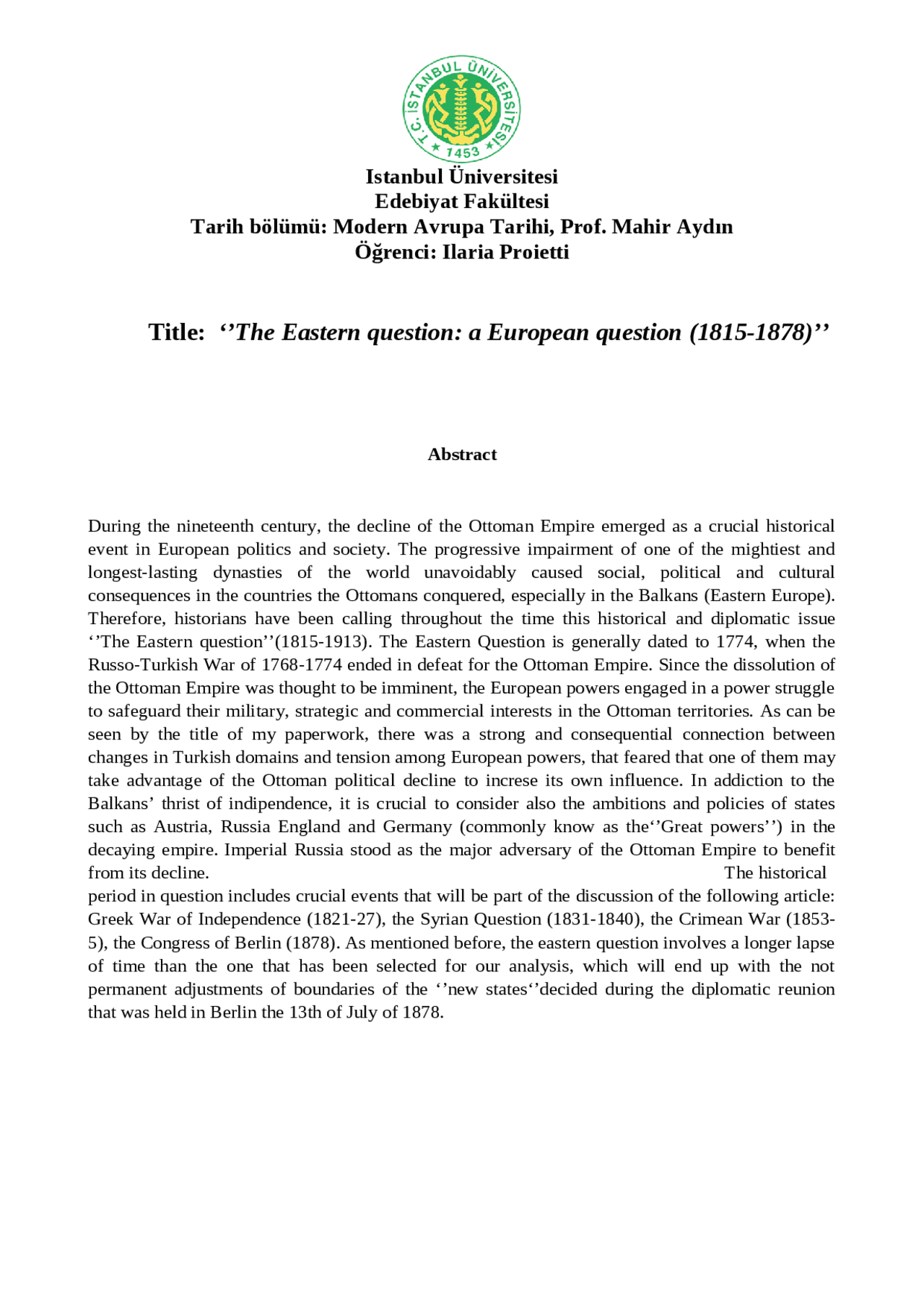 Eastern question pdf - Docsity