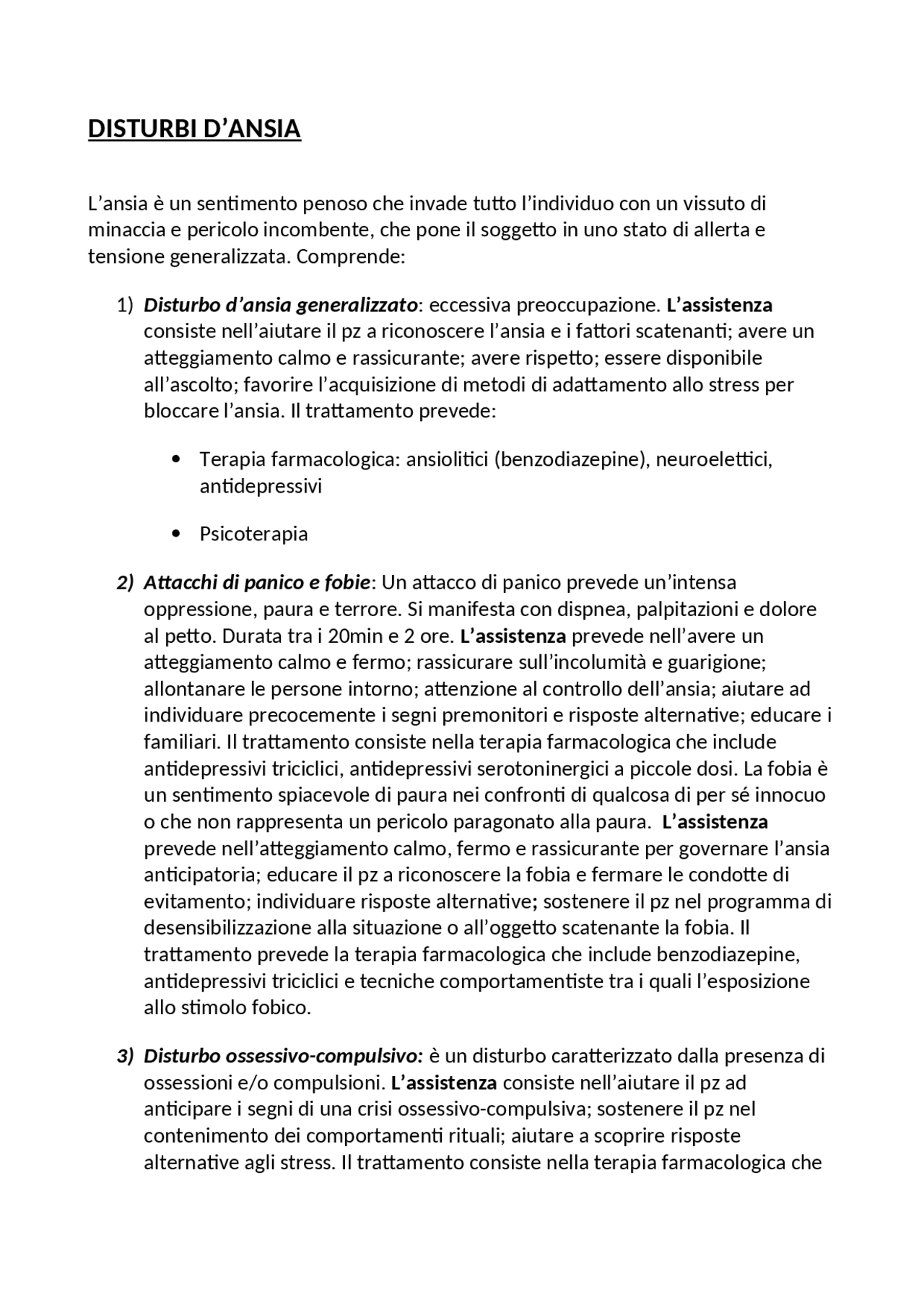 Assistenza Infermieristica Sui Disturbi Dansia Docsity