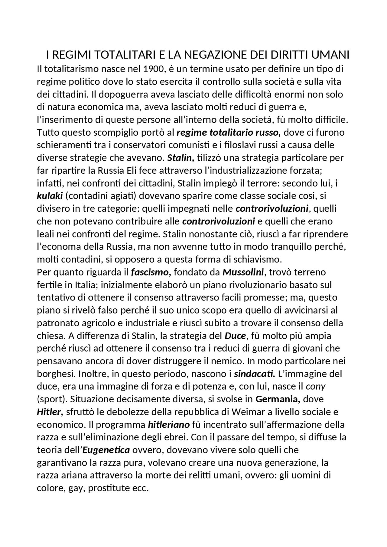 Regimi Totalitario M Appunti Di Italiano Docsity