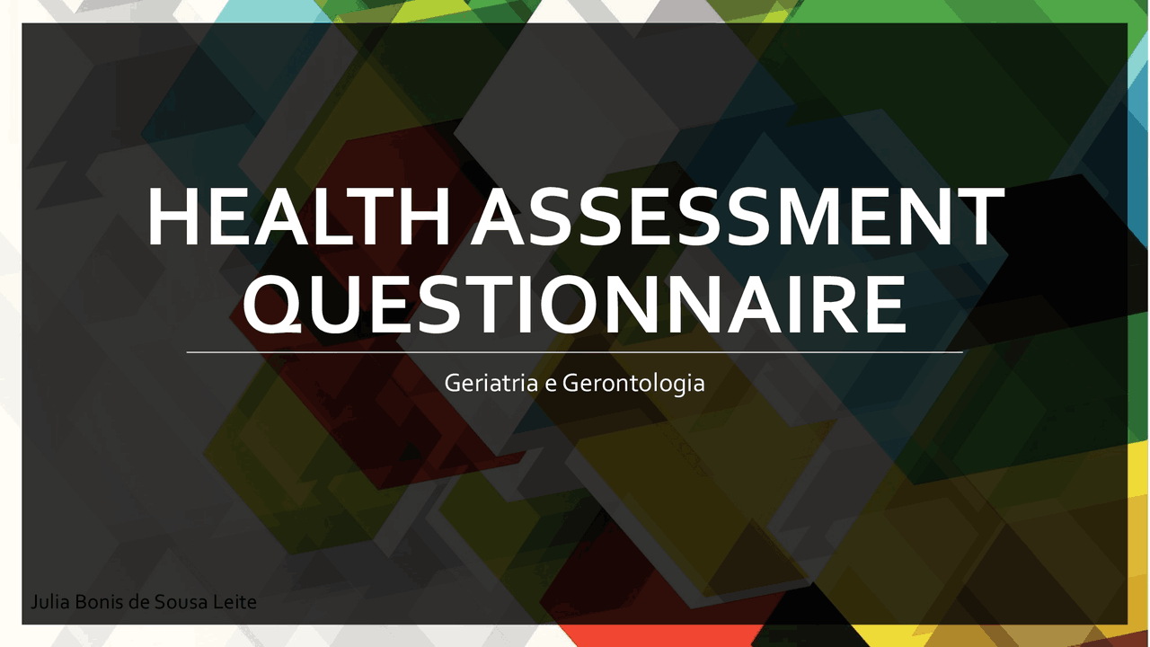 Health Assessment Questionnaire- HAQ o que é? - Docsity
