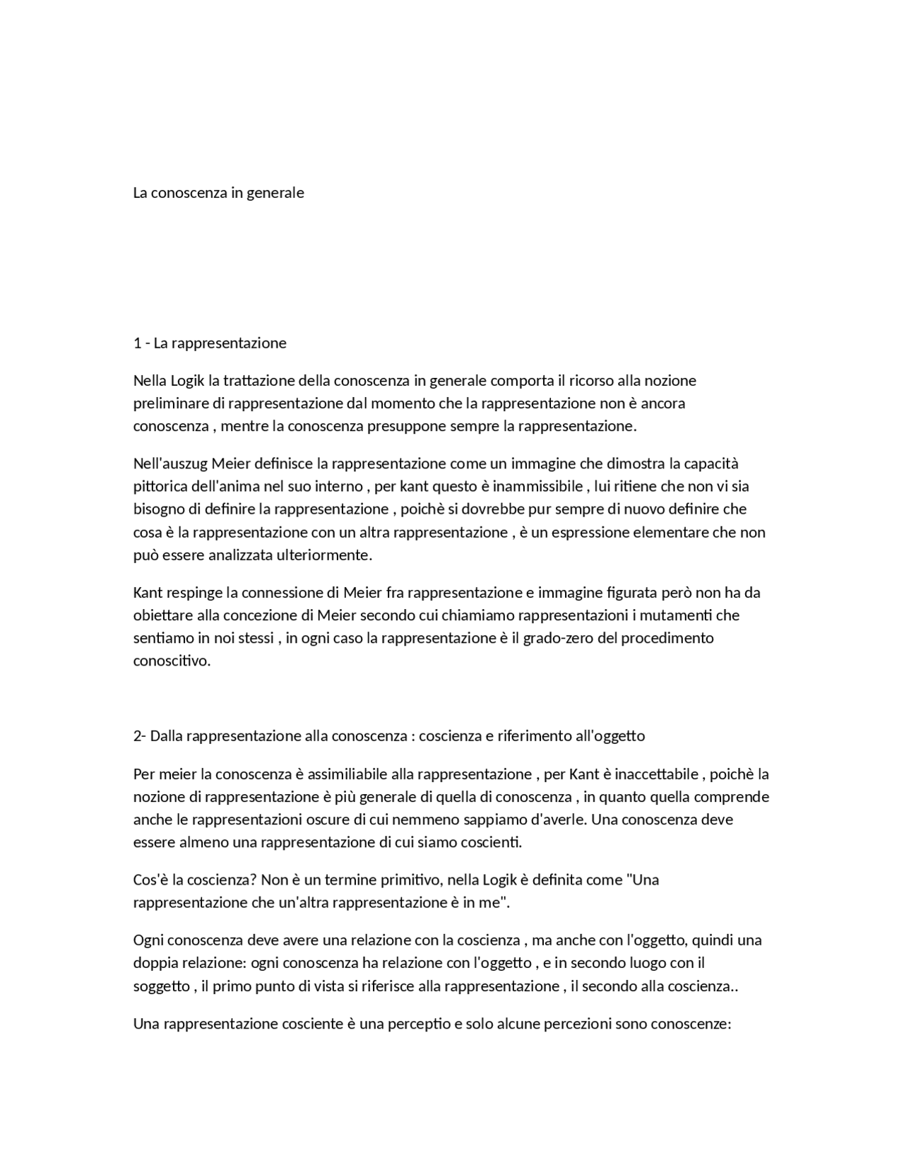 Kant E La Logica La Conoscenza In Generale Docsity