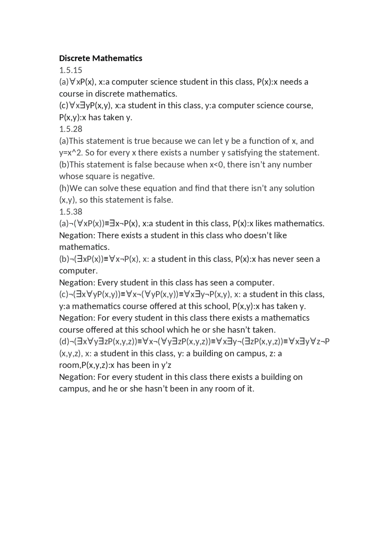 Discrete Mathematics Problems And Solutions Exercises Mathematics Docsity