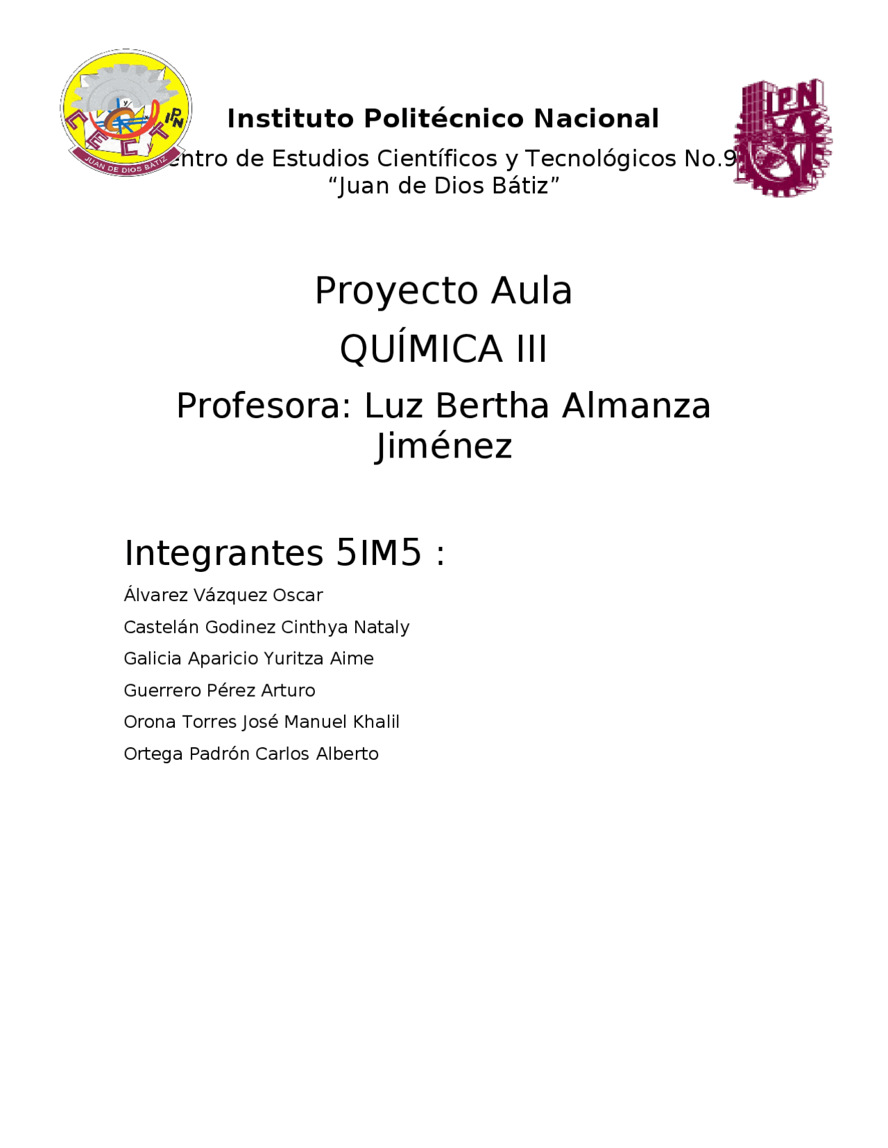 Reporte Para Quimica Notes De Chimie Docsity