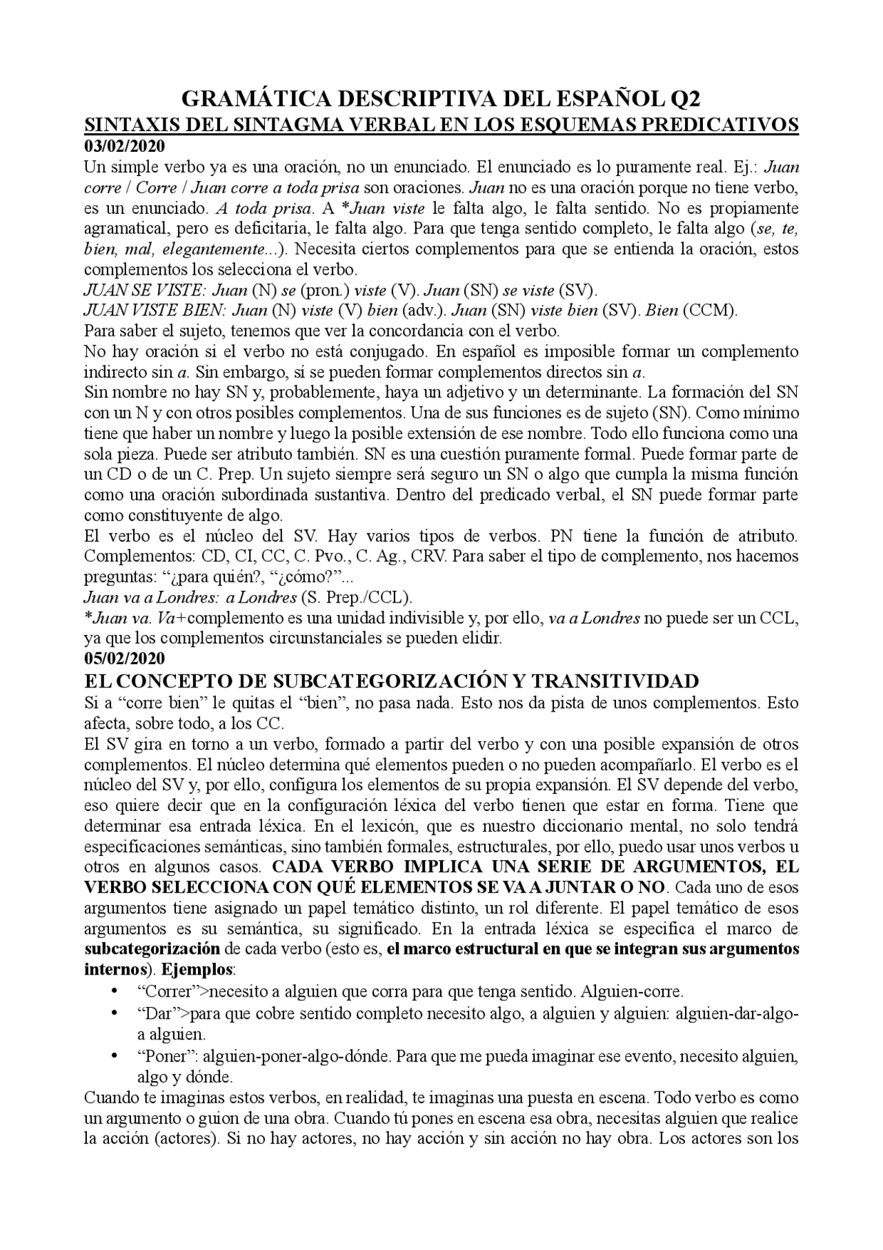 GRAMÁTICA DESCRIPTIVA - Docsity