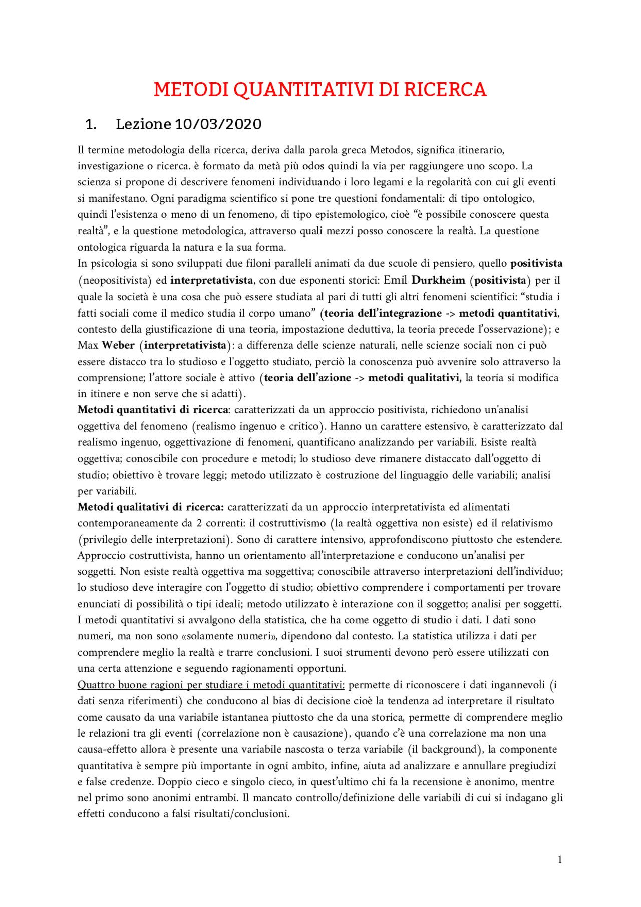 Metodi Quantitativi Di Ricerca Docsity