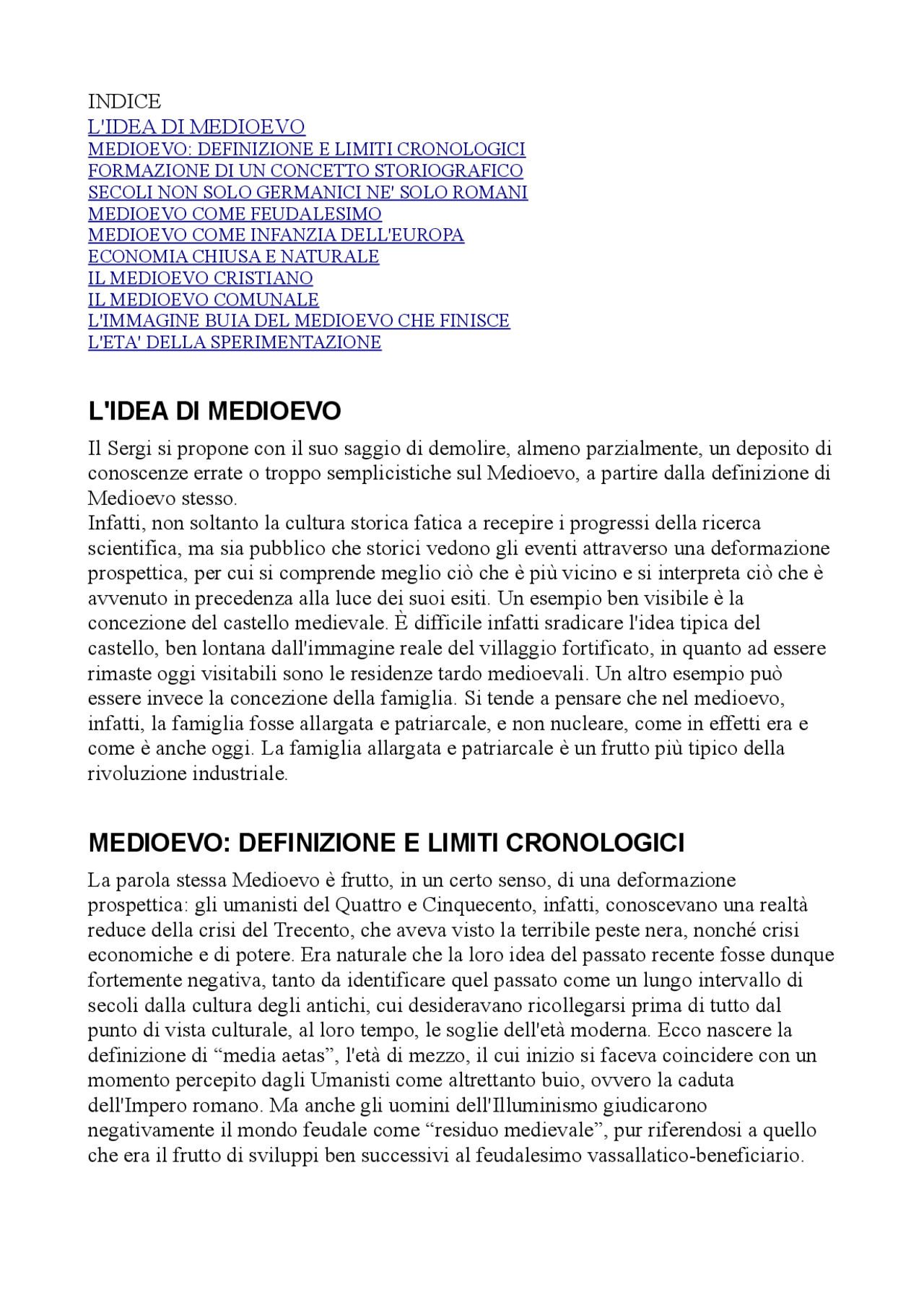 Lidea Di Medioevo Giuseppe Sergi Docsity