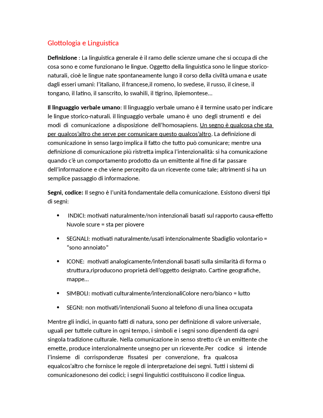 Appunti Glottologia E Linguistica 2018 19 Unige Docsity