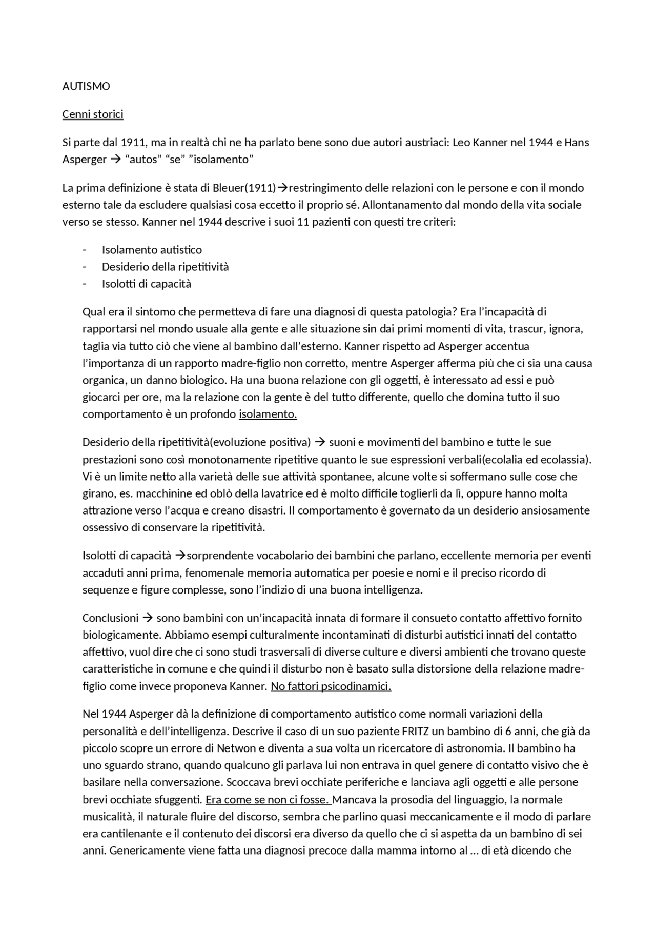 Lezione Sullautismo Nei Bambini Docsity