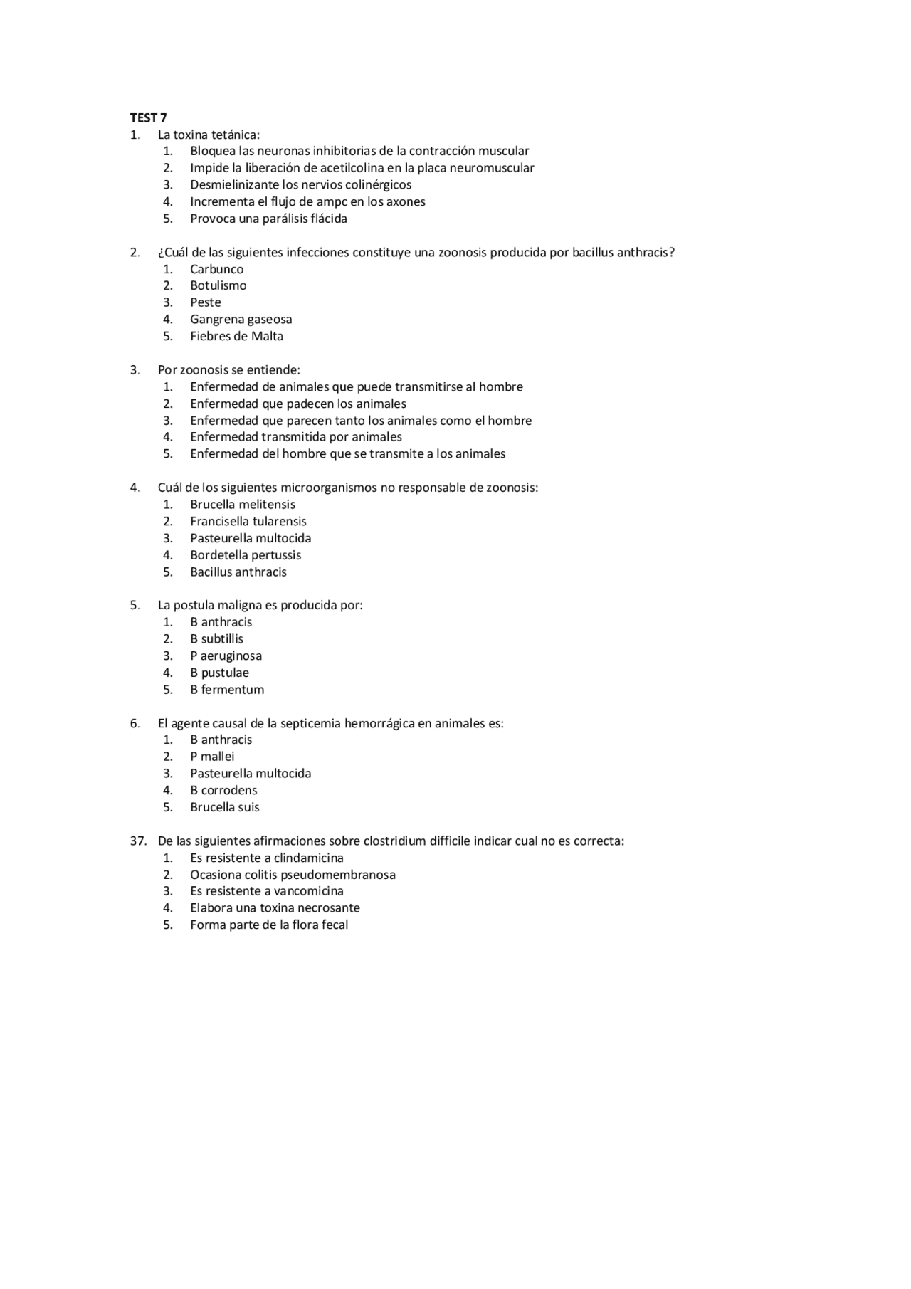 Test 7 Microbiología Docsity