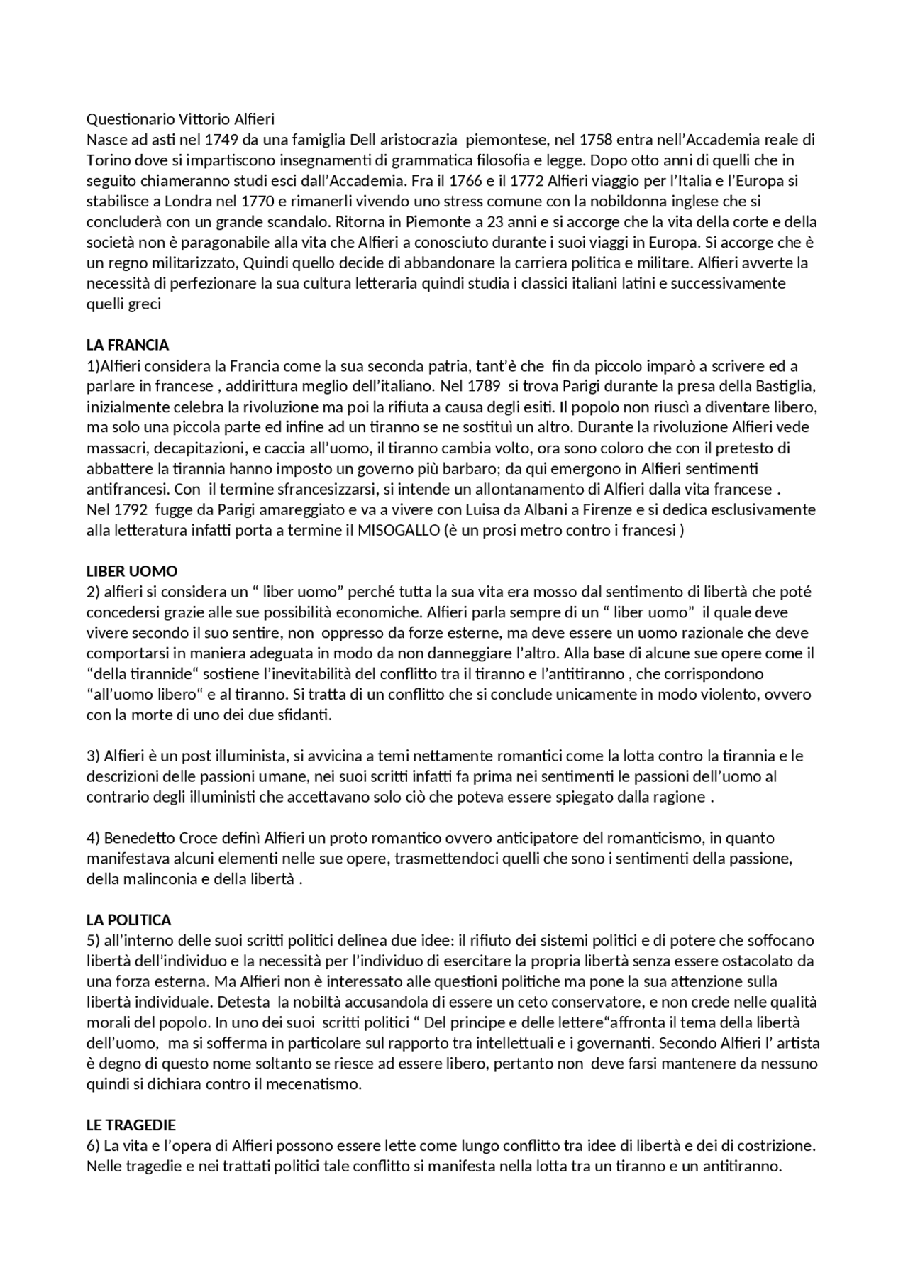 Alfieri Questionario Docsity