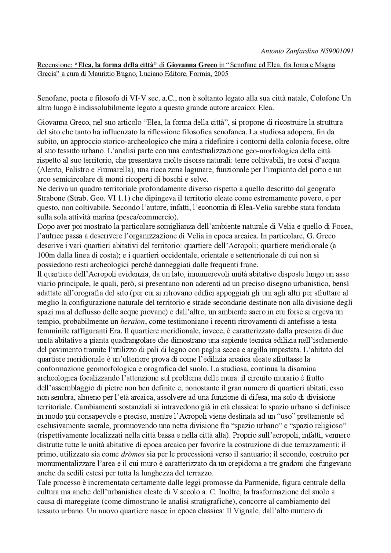 Recensione: “Elea, la forma della città” di Giovanna Greco in “Senofane ...