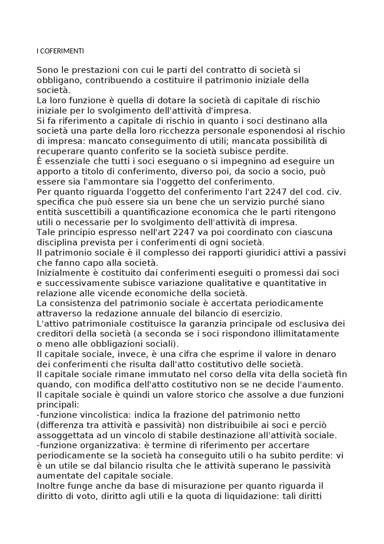 Conferimenti Nelle Società Docsity