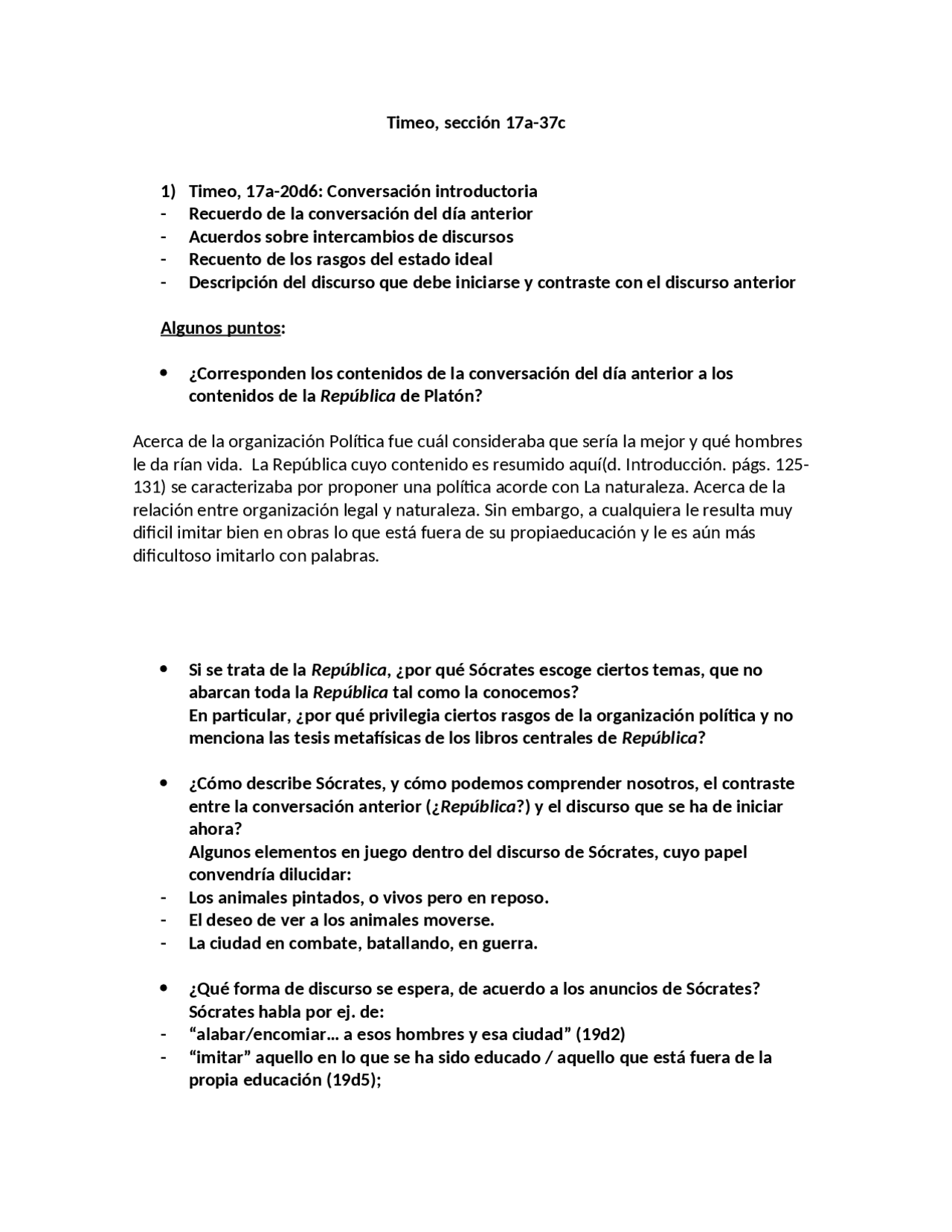 Esquema del Timeo de Platon - Docsity