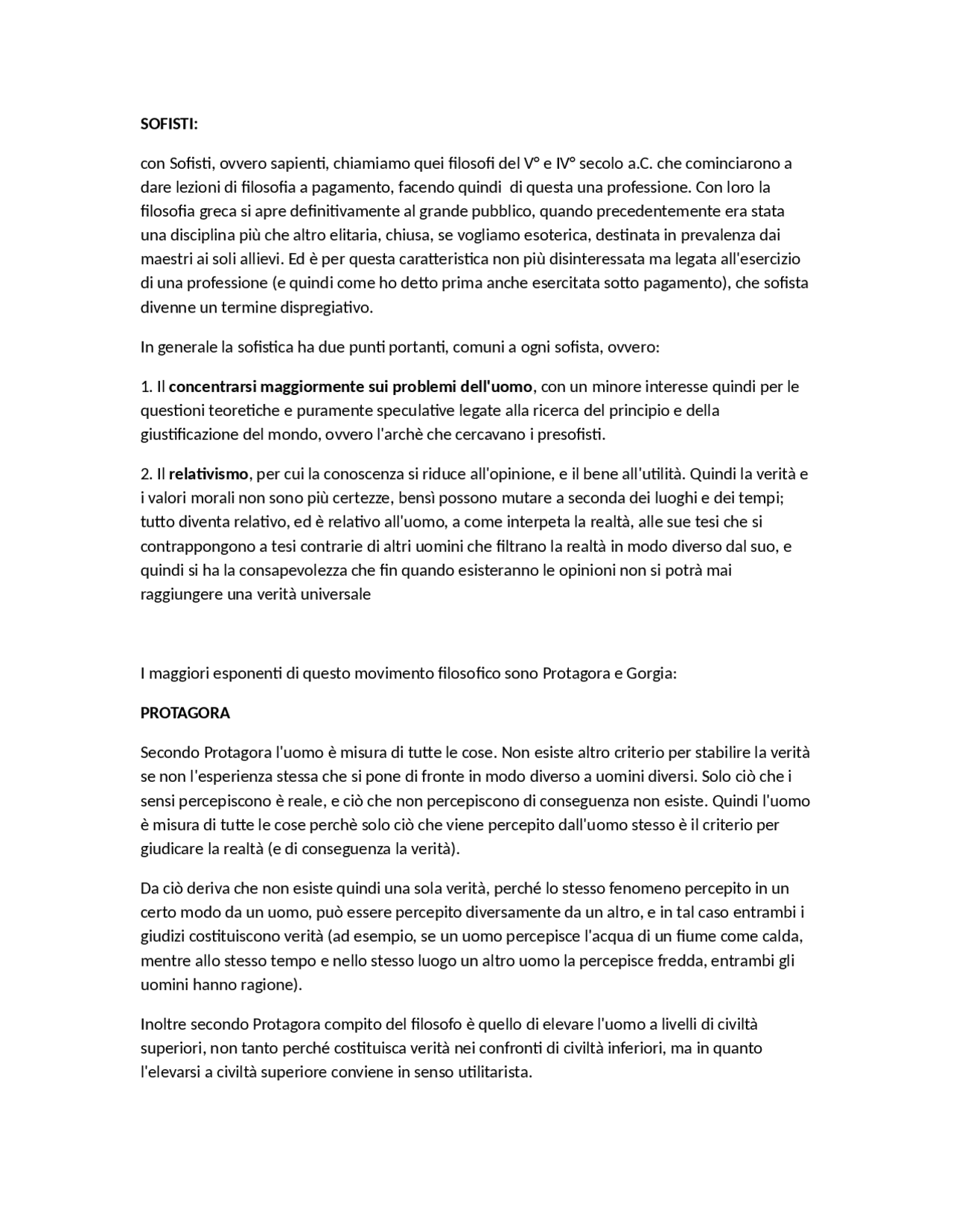 I SOFISTI - RIASSUNTO - Docsity