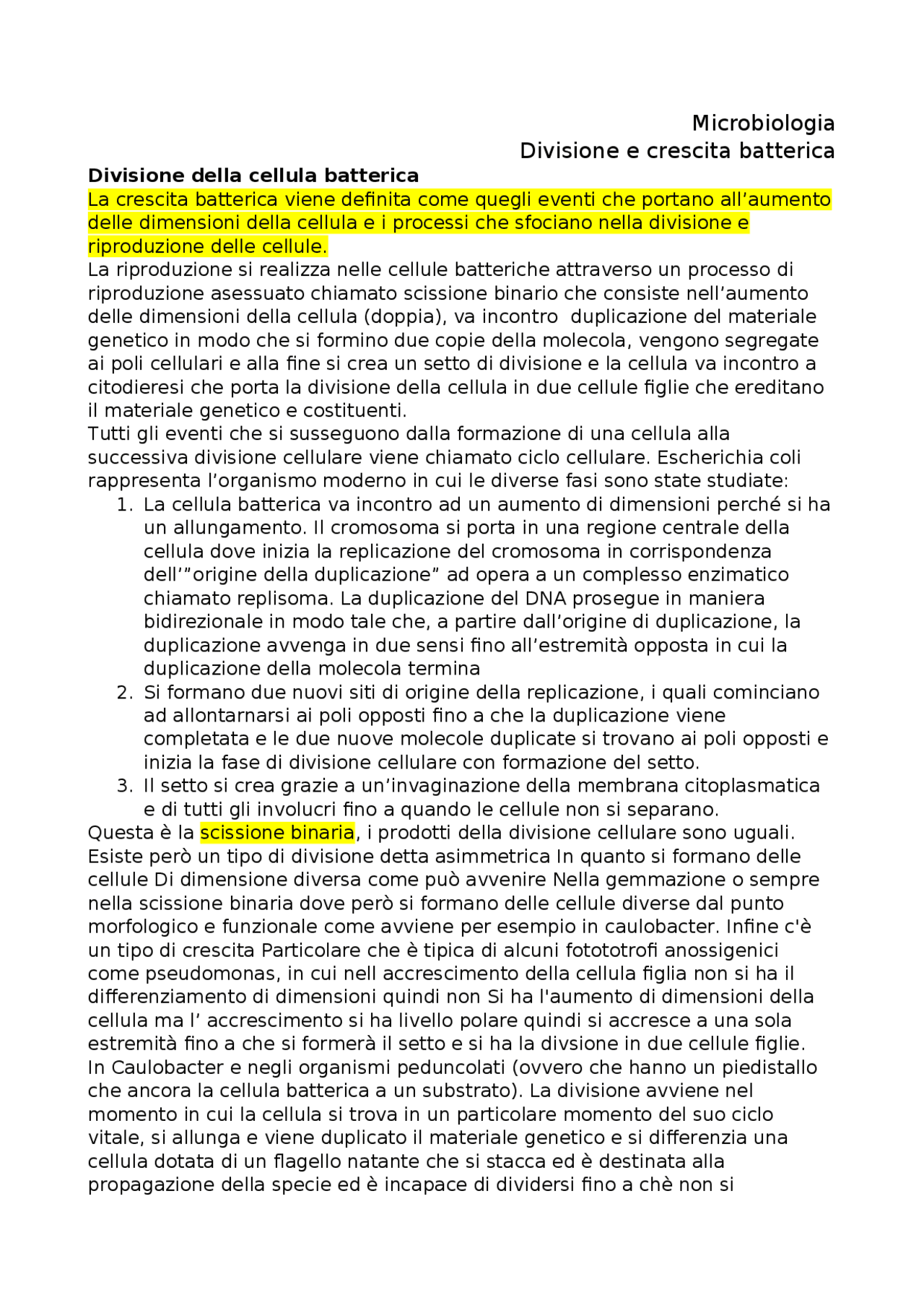 Microbiologia Cellula Procariote Docsity