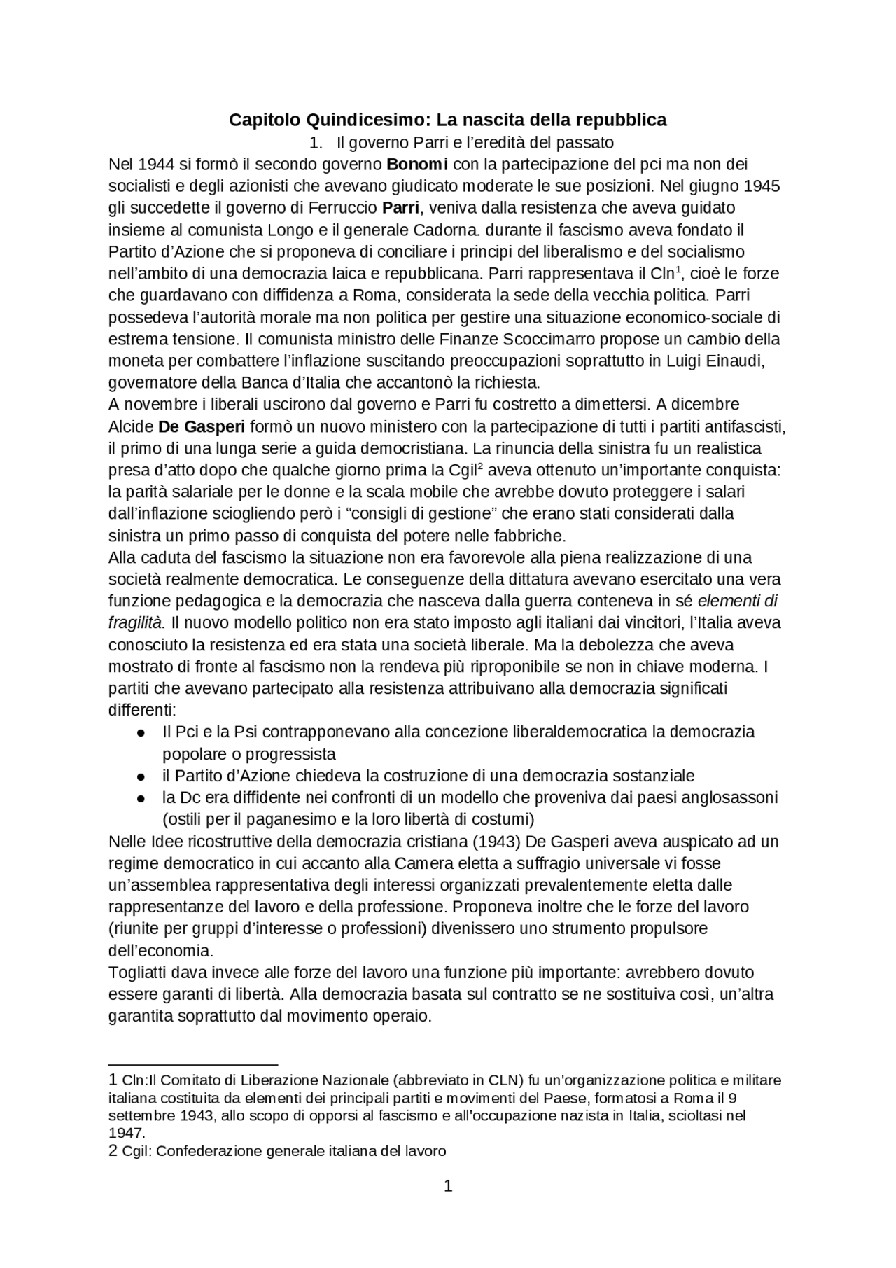 Storia Ditalia Dallunità A Oggi Docsity