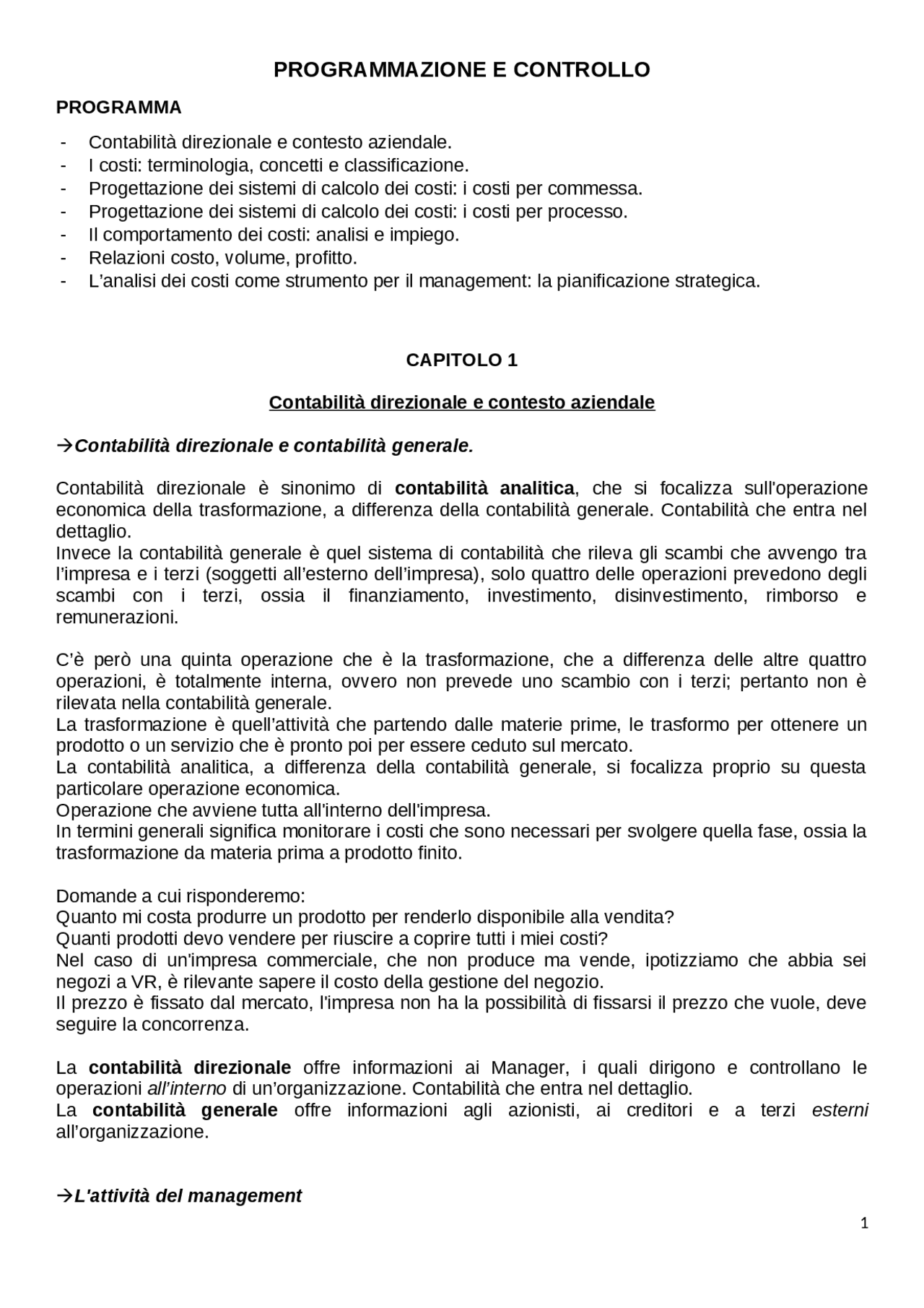 Programmazione E Controllo Univr Docsity