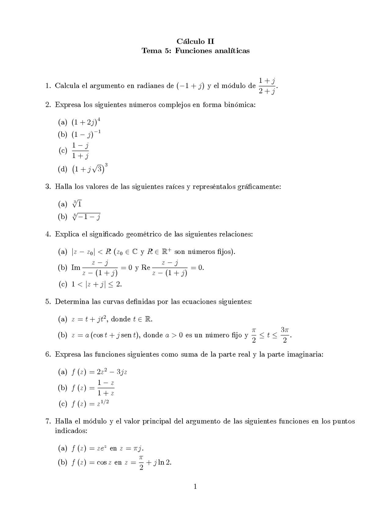 Ejercicios Tema 5 Variable Compleja Docsity