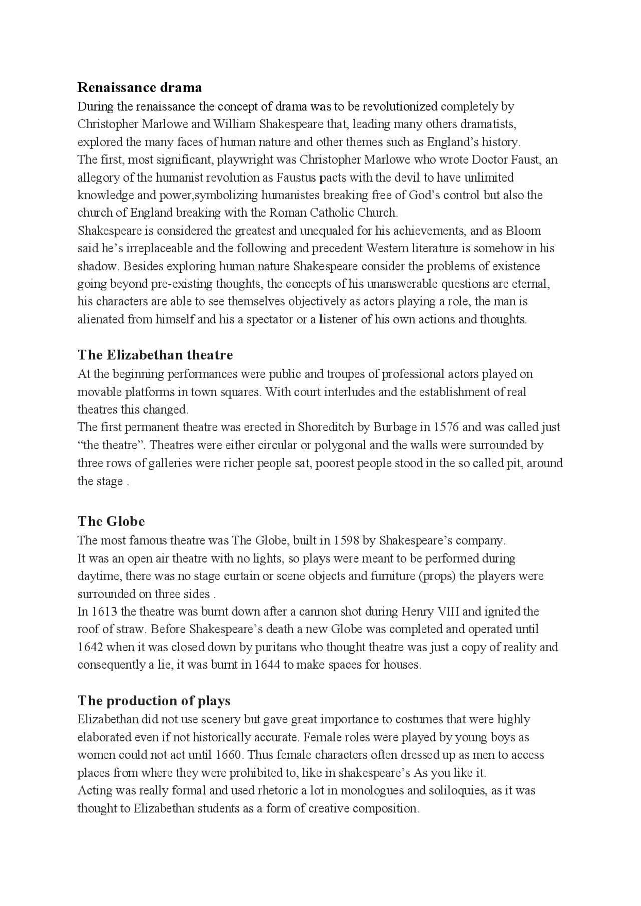 Renaissance Drama and Shakespeare - Docsity