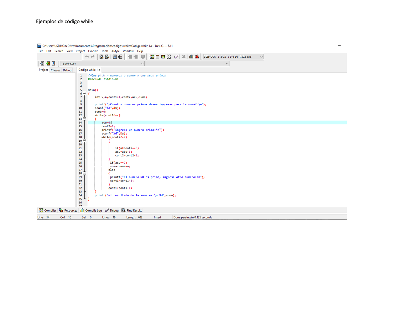 Ejemplos en bucle while - Docsity
