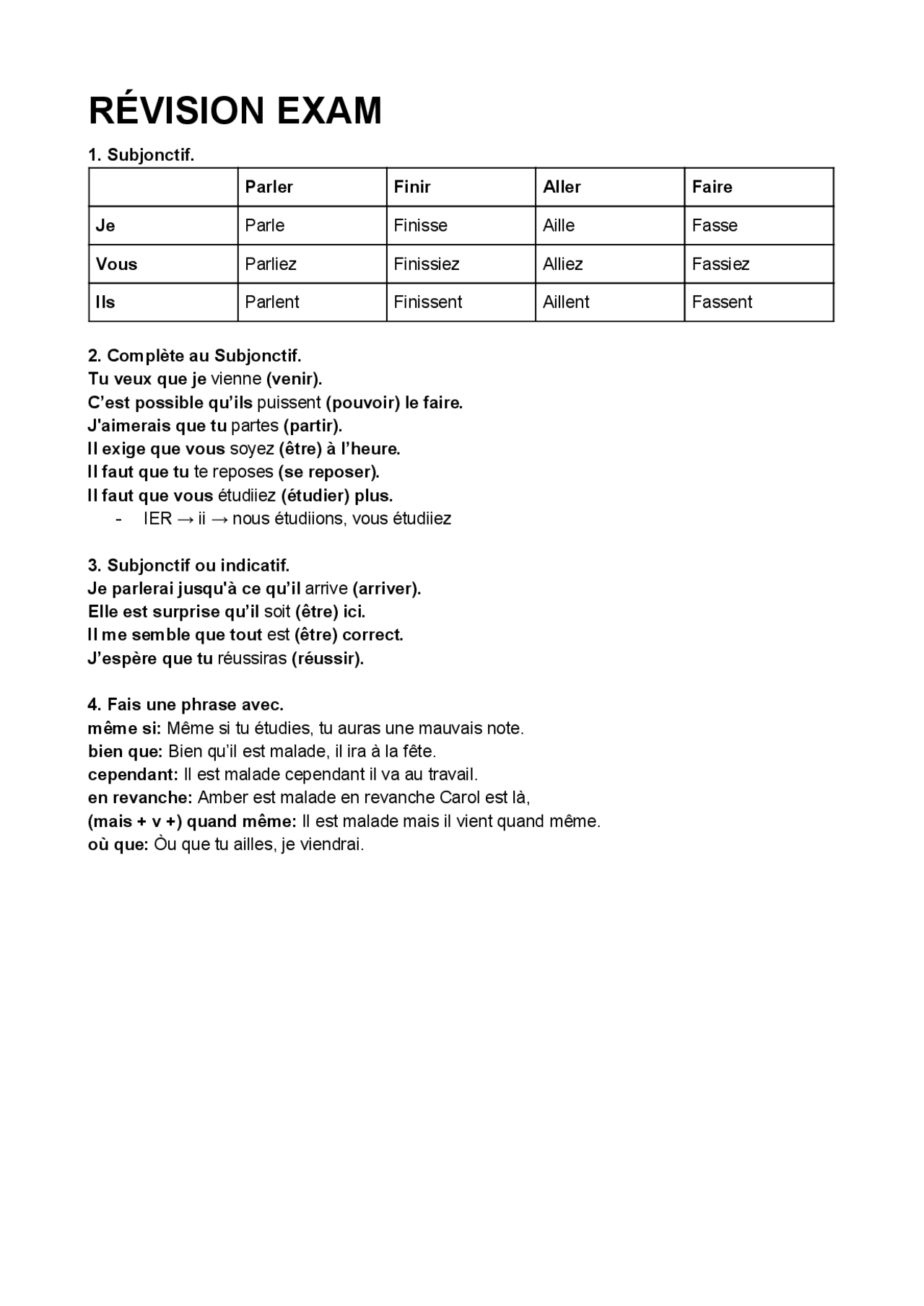 Revisión examen frances - Docsity