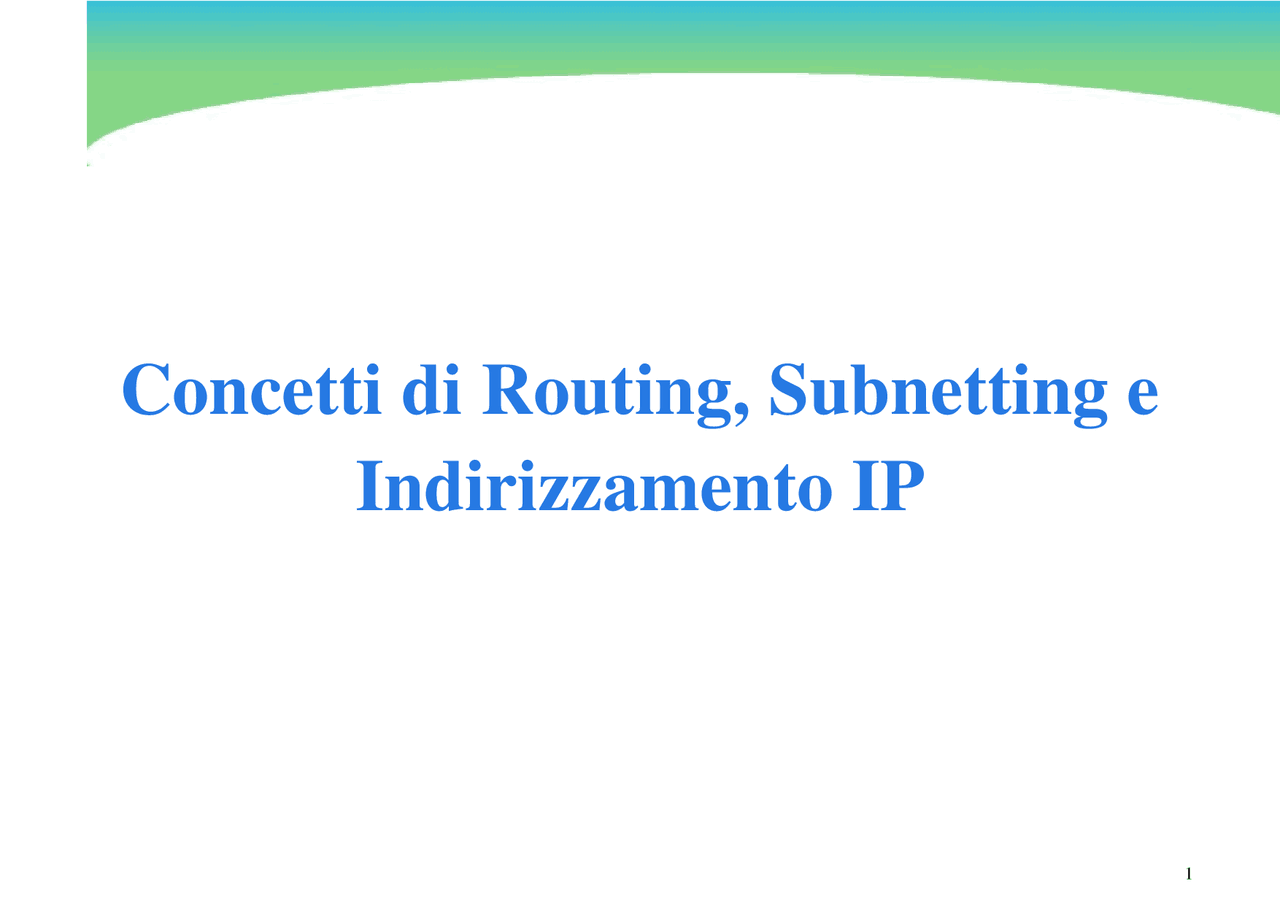 Subnetting Routing Indirizzamento Ip Dispense Di Informatica Docsity