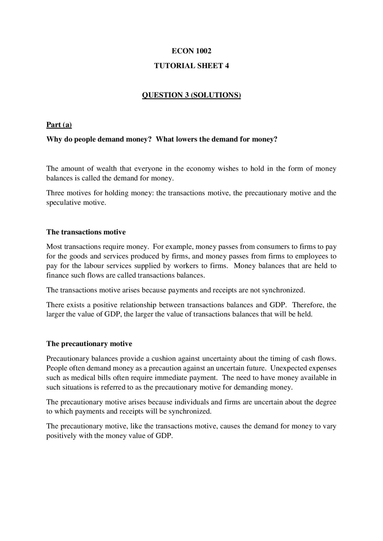 Macroeconomics Tutorial Questions Assignments Macroeconomics Docsity