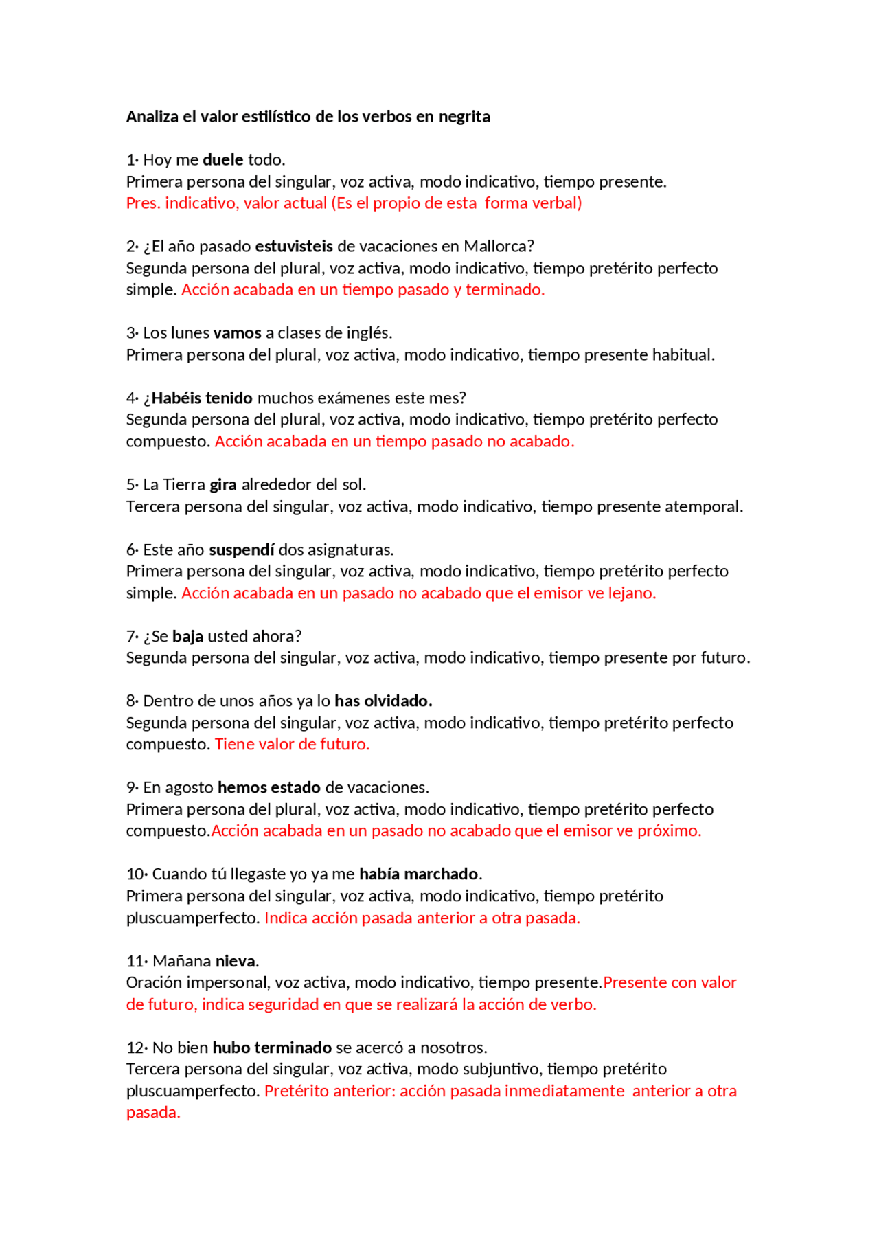 Estilistica el verbo 2 bachillerato | Apuntes de Lengua y Literatura ...