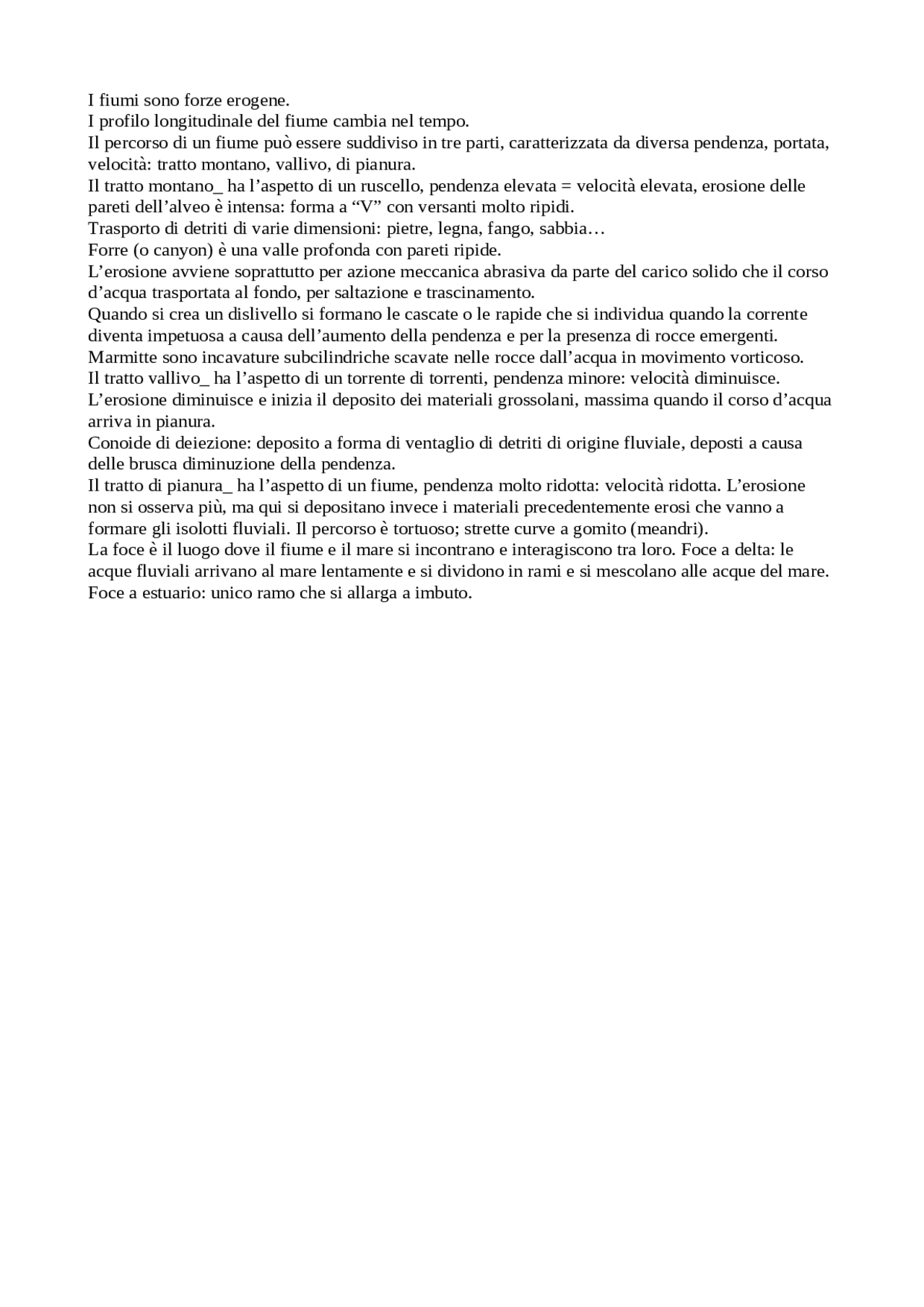 Caratteristiche Dei Fiumi Docsity