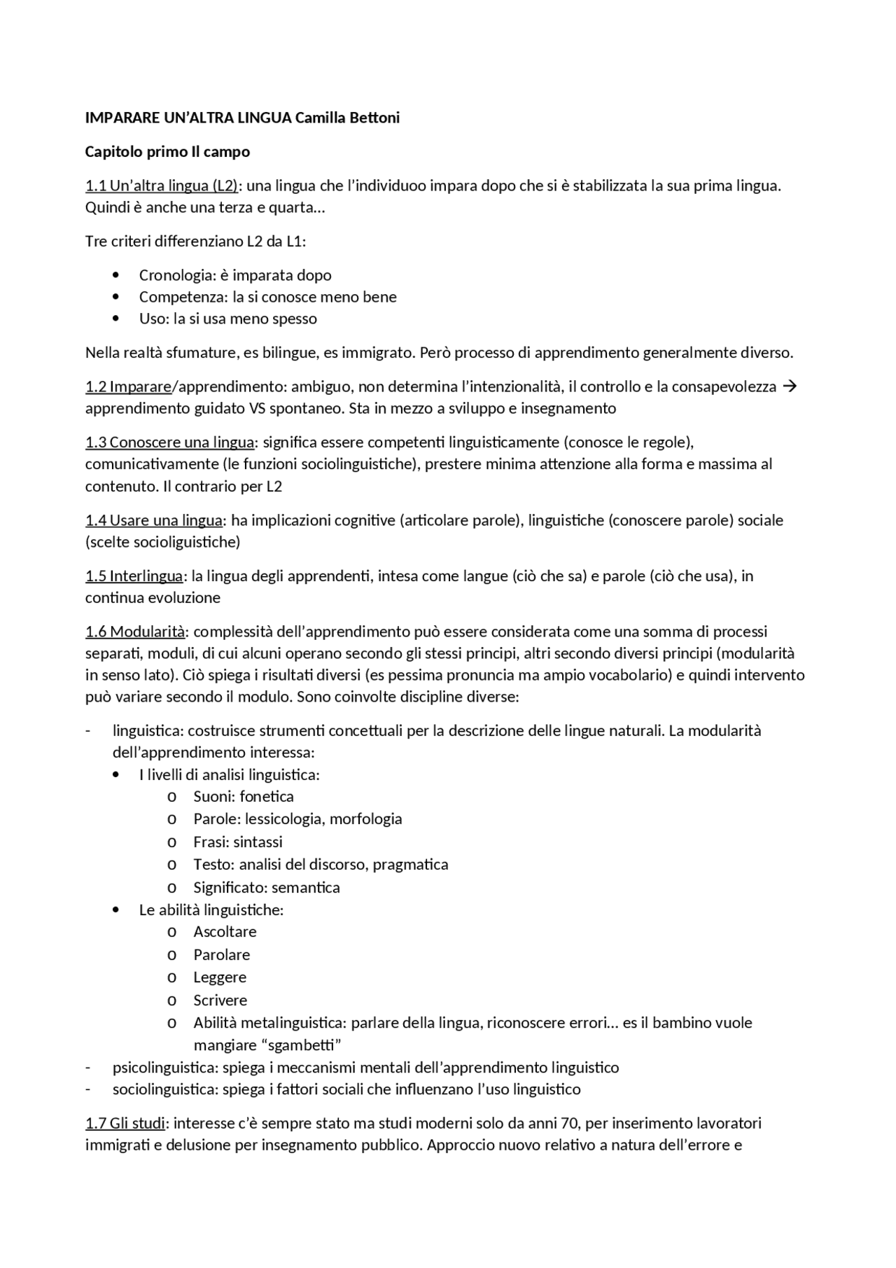 Imparare Unaltra Lingua Docsity
