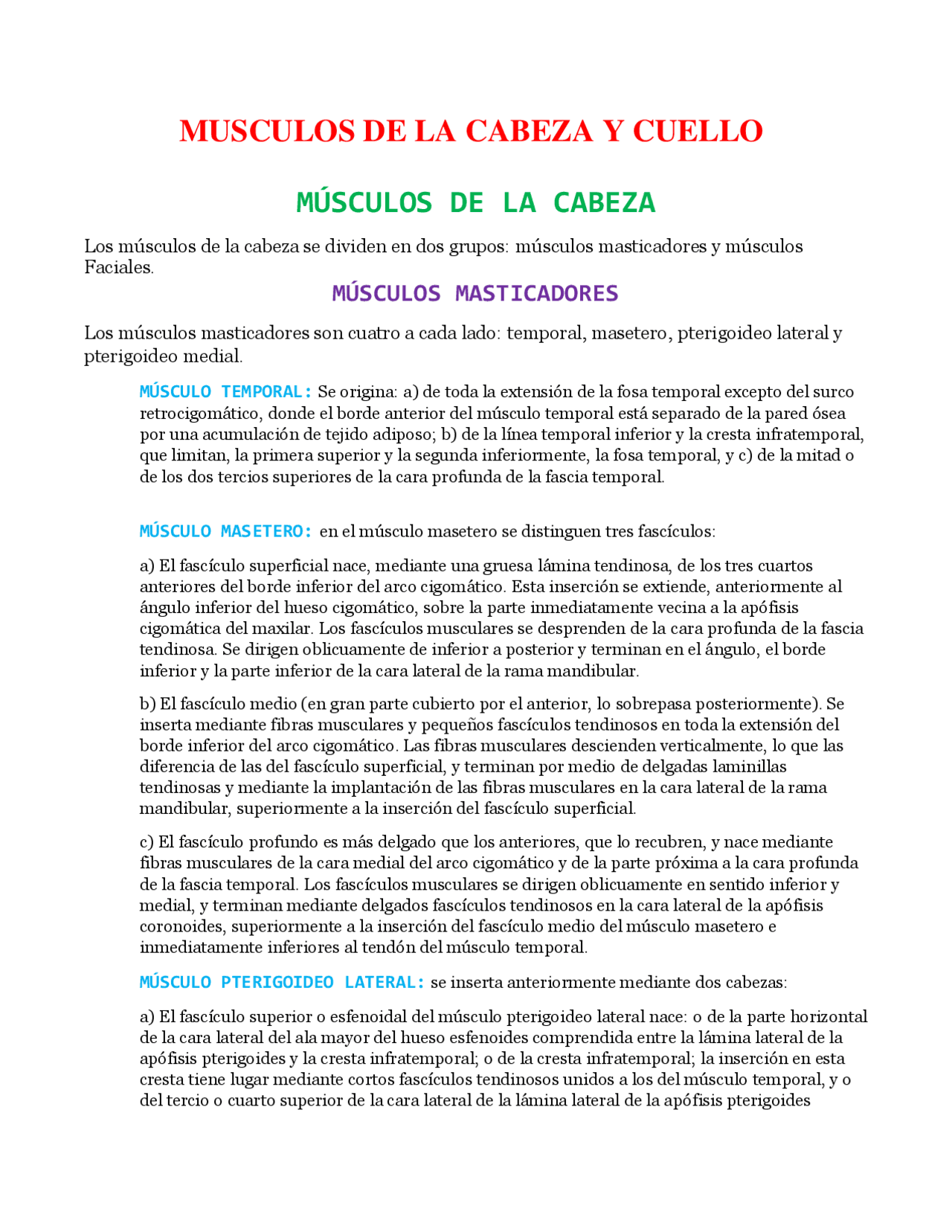 Músculos De La Cabeza Y Cuello Resumen Según Rouviere Docsity