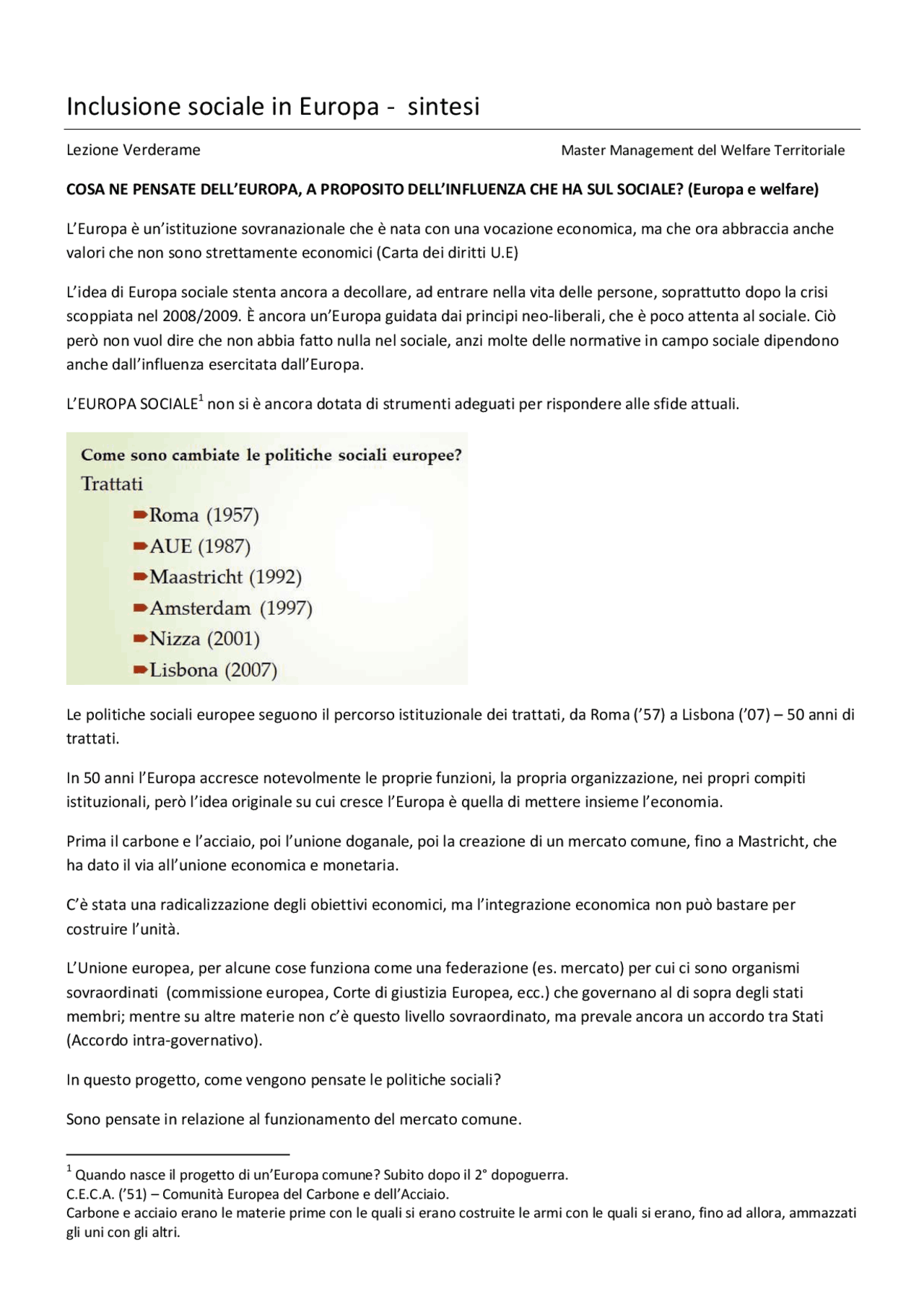 Inclusione Sociale In Europa Docsity