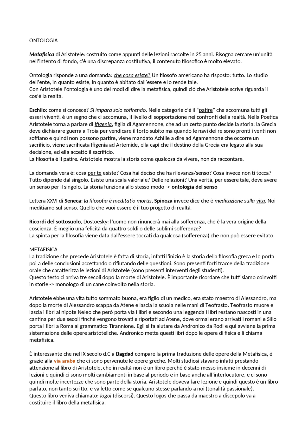 Ontologia Unicatt Marassi Docsity