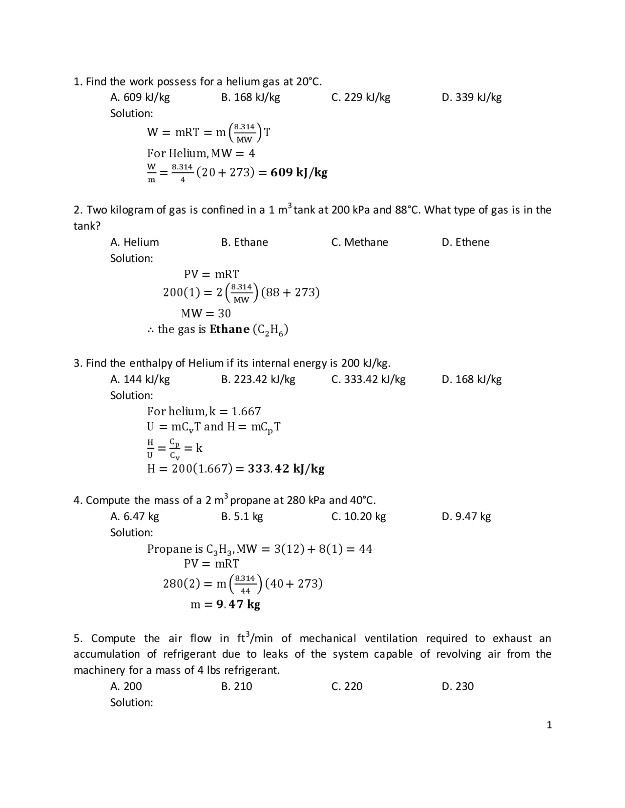 Thermodynamics Exam Reviewer | Study notes Thermodynamics | Docsity