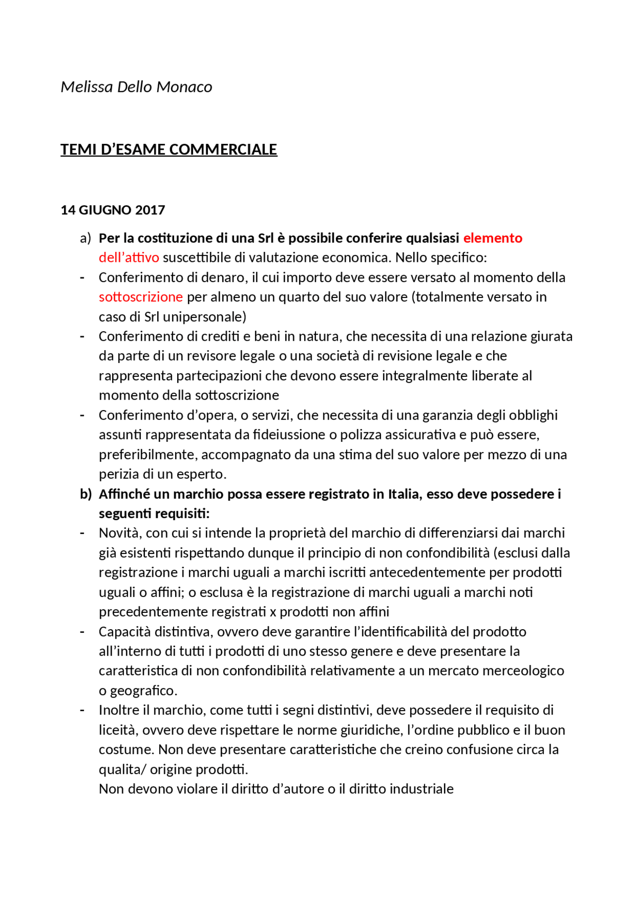 Temi Diritto Commerciale Docsity