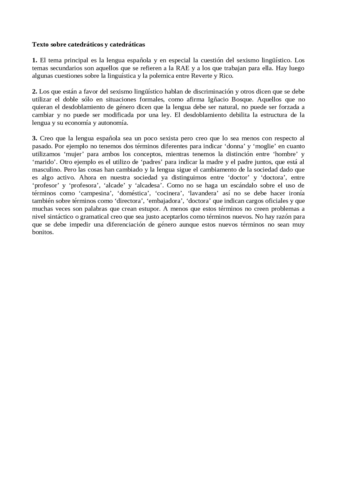 Esercizi Di Lingua Spagnola Docsity