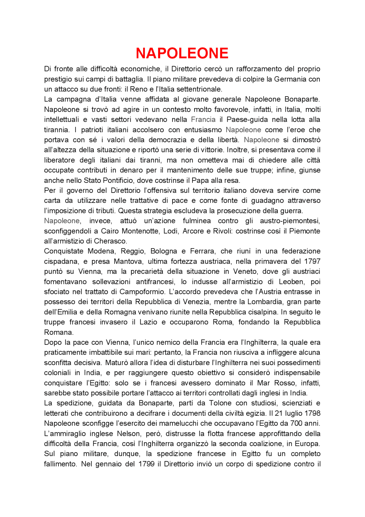 Napoleone Appunti Completi Docsity