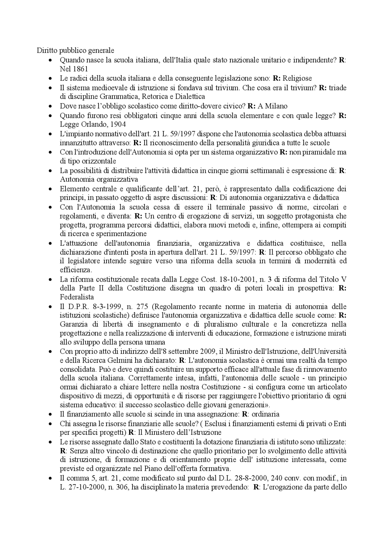 Paniere compilato di Diritto pubblico: domande e risposte | 2019 ...