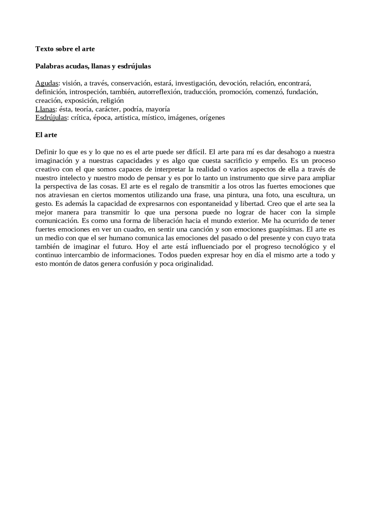 Esercizi Di Lingua Spagnola Docsity