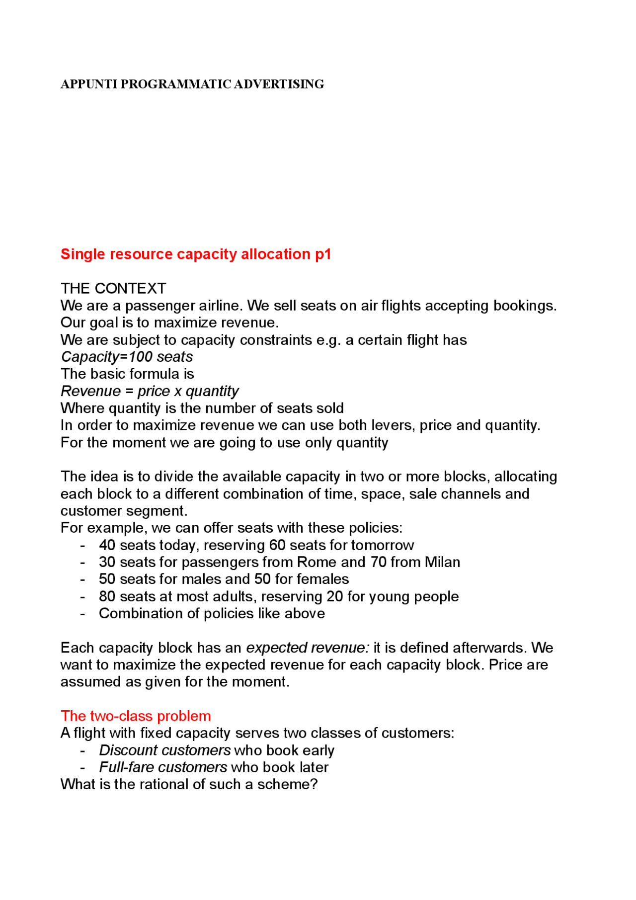Single resource problem - Docsity