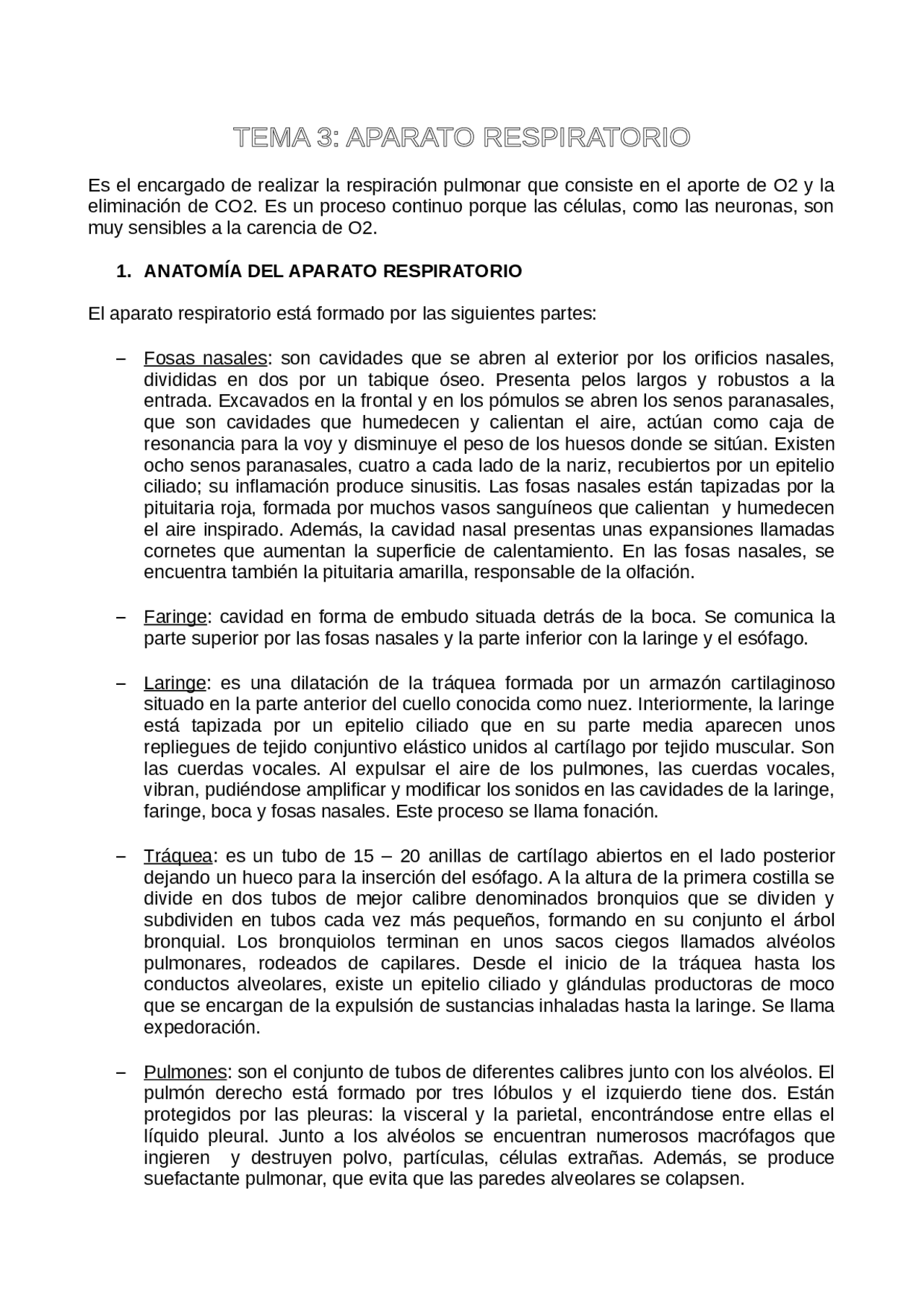 Temas Anatomía Bachillerato Docsity