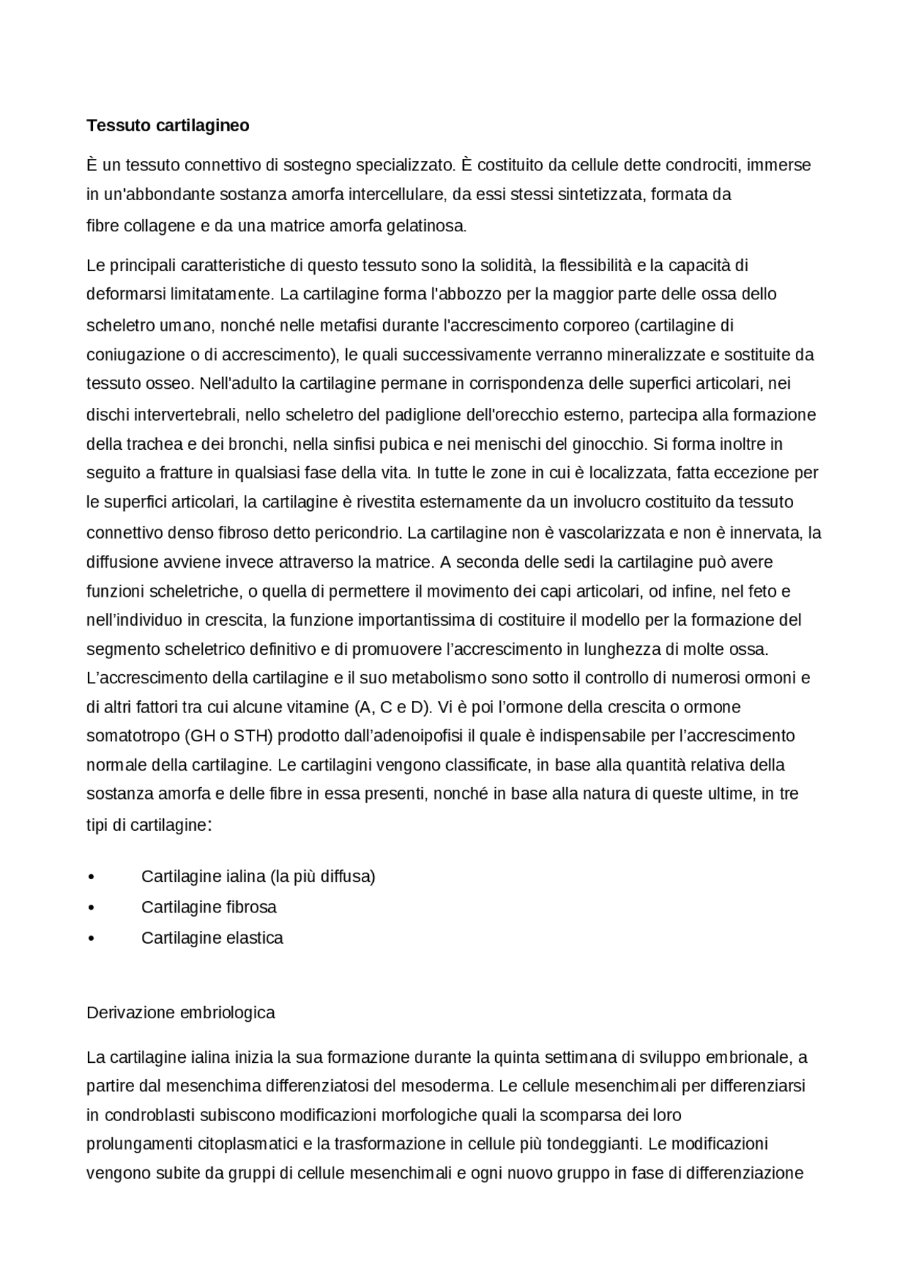Tessuto Cartilagineo Docsity
