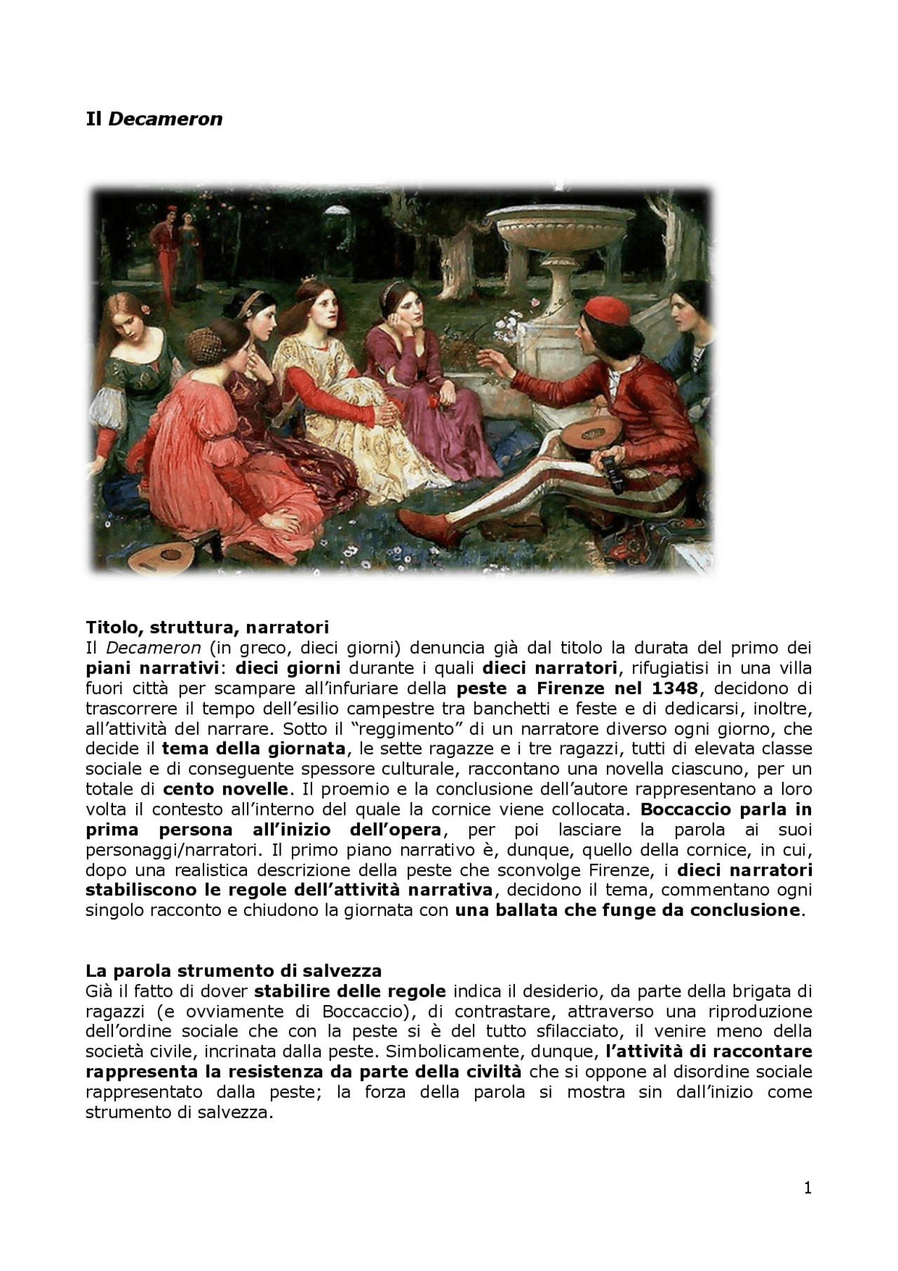 Decameron di Boccaccio - Docsity