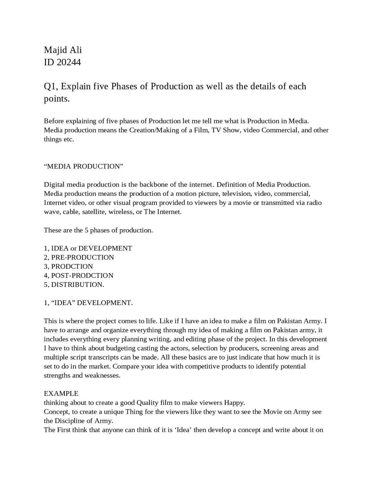 5 phases of PRODUCTION explained Briefly. Media studies - Docsity
